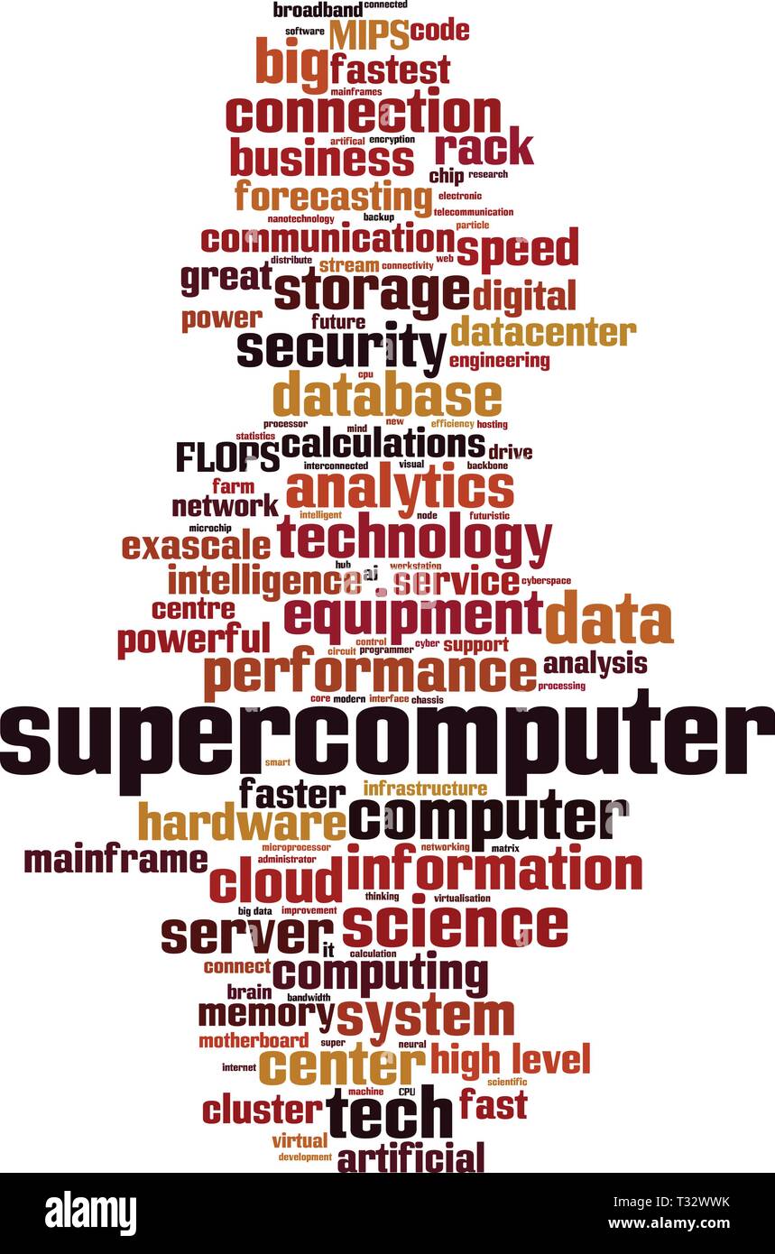 Supercomputer Word Cloud Concept Collage Made Of Words About
