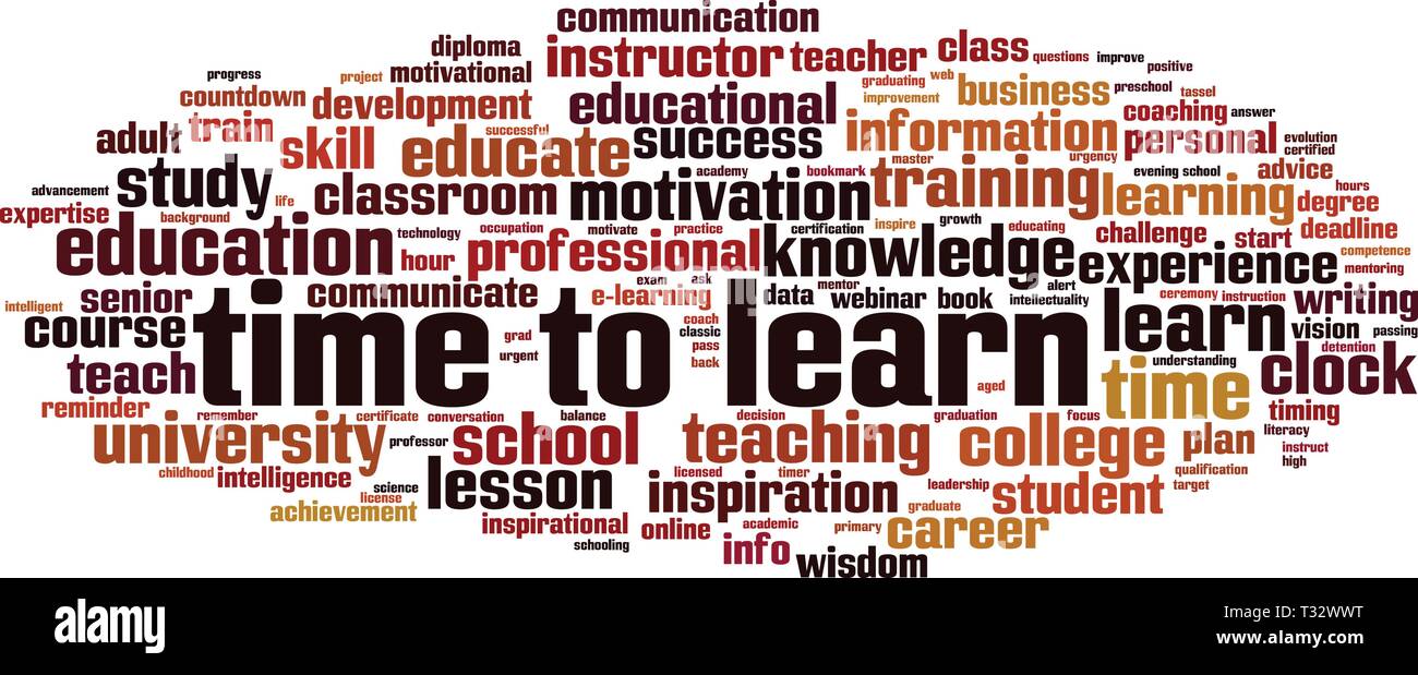 Time to learn cloud concept. Collage made of words about time to learn ...
