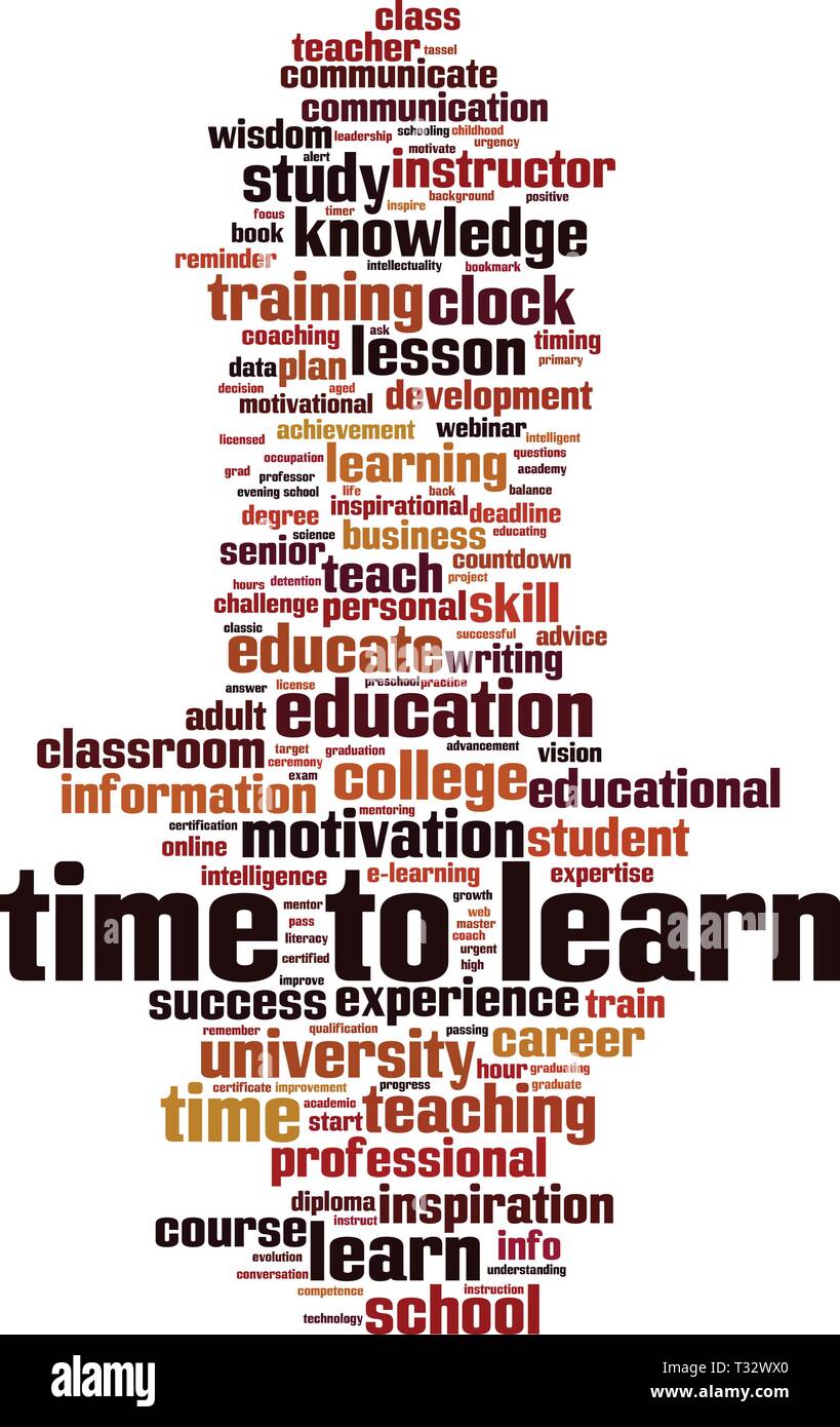 Time to learn cloud concept. Collage made of words about time to learn ...