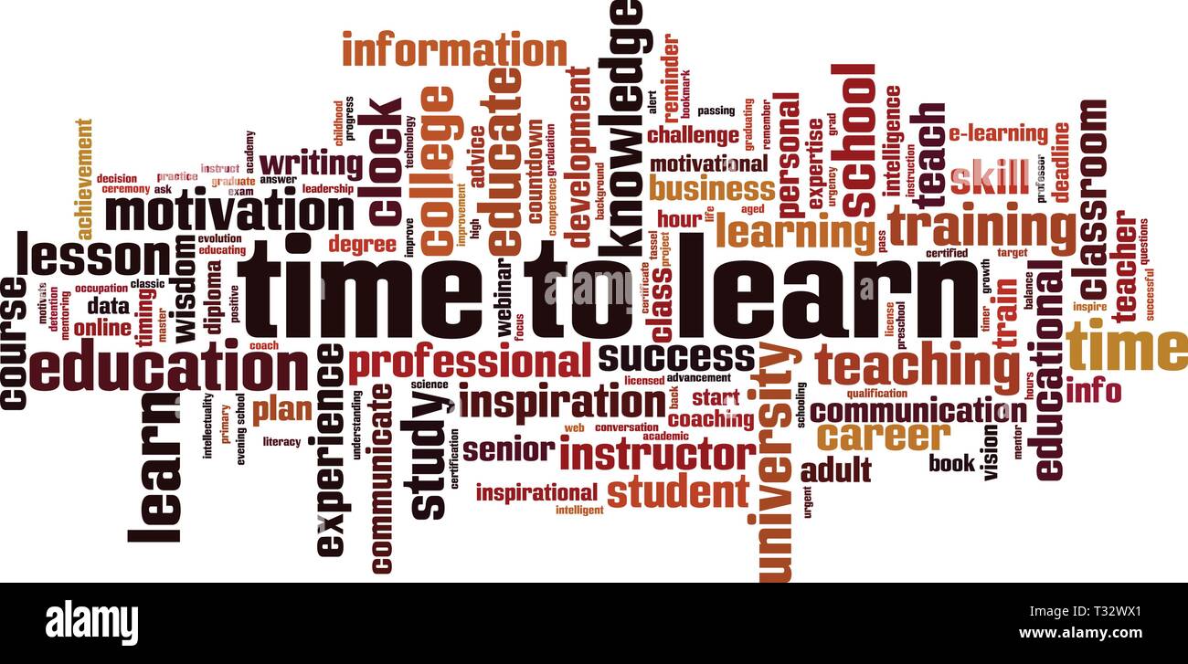 Time to learn cloud concept. Collage made of words about time to learn ...