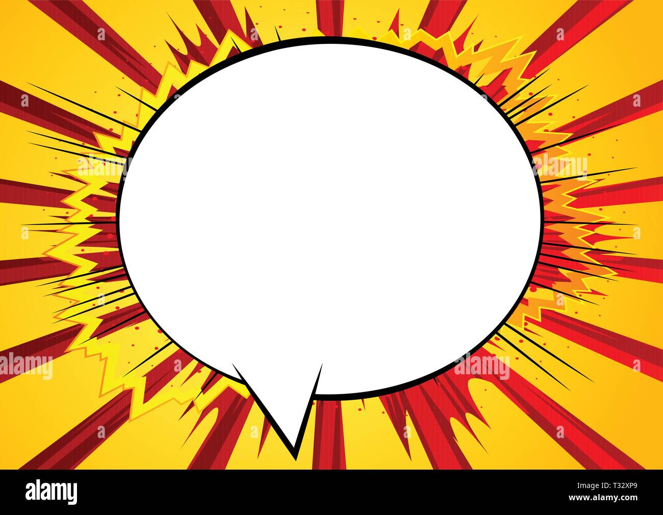 Vector illustrated retro comic book background with big blank speech ...