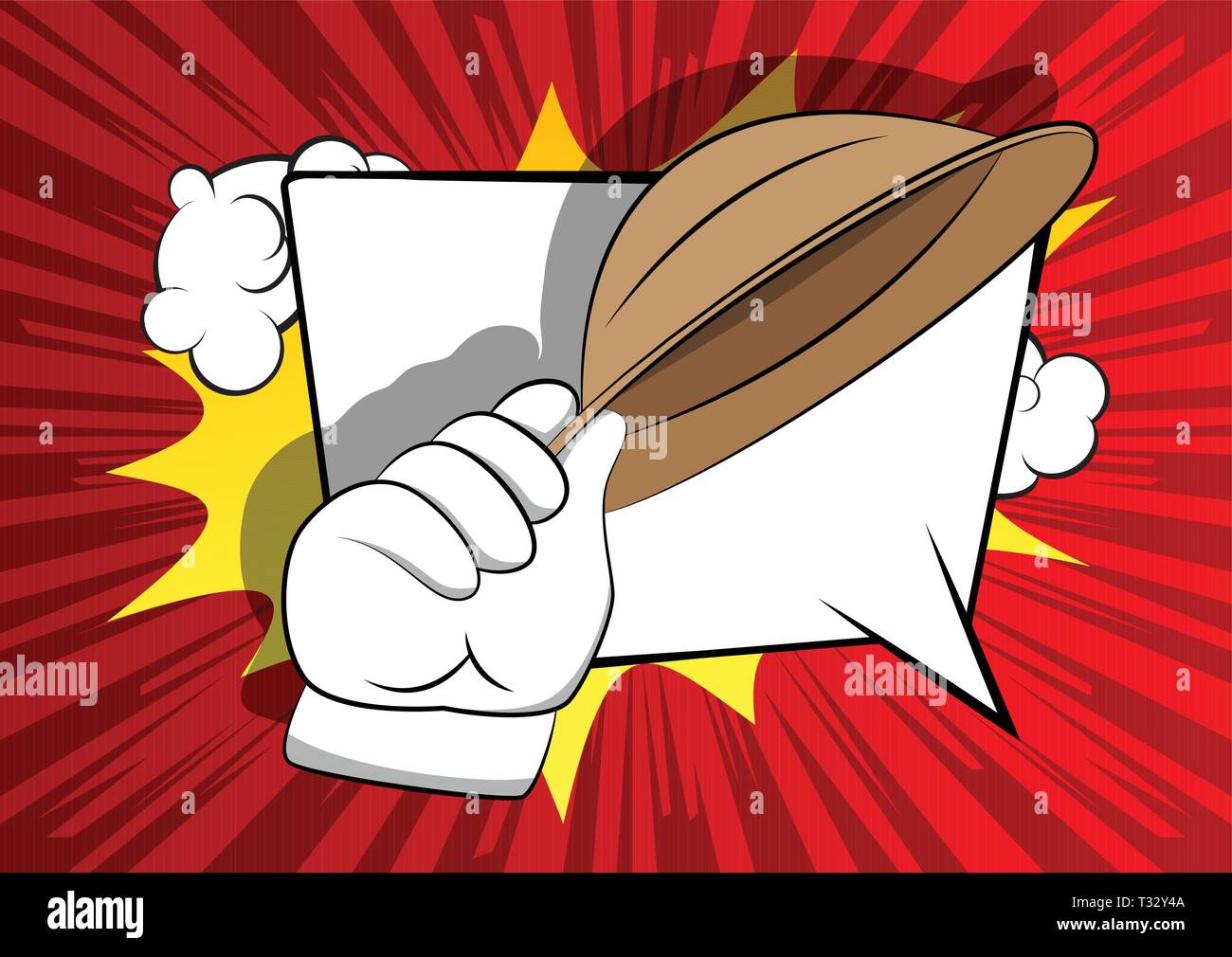 Vector cartoon hand tipping a hat. Illustrated hand on comic book ...