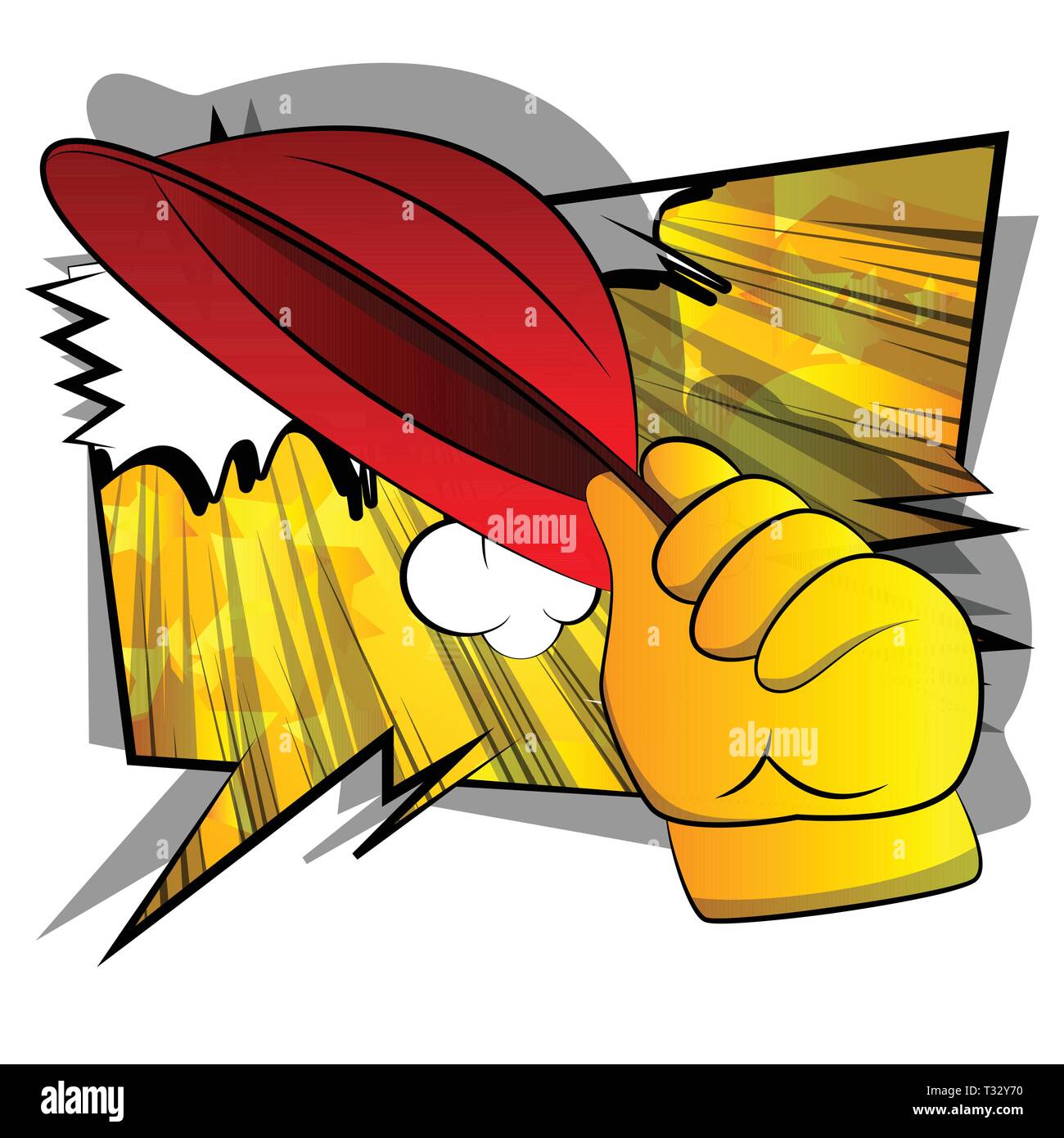 Vector cartoon hand tipping a hat. Illustrated hand on comic book ...