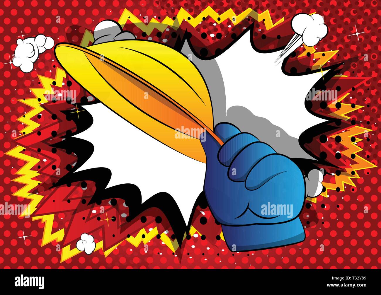 Vector cartoon hand tipping a hat. Illustrated hand on comic book ...