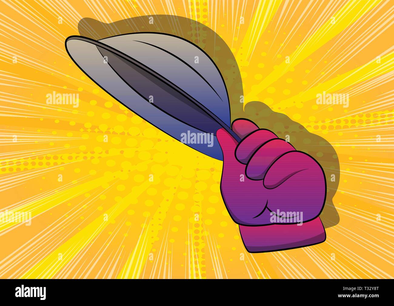 Vector cartoon hand tipping a hat. Illustrated hand on comic book ...