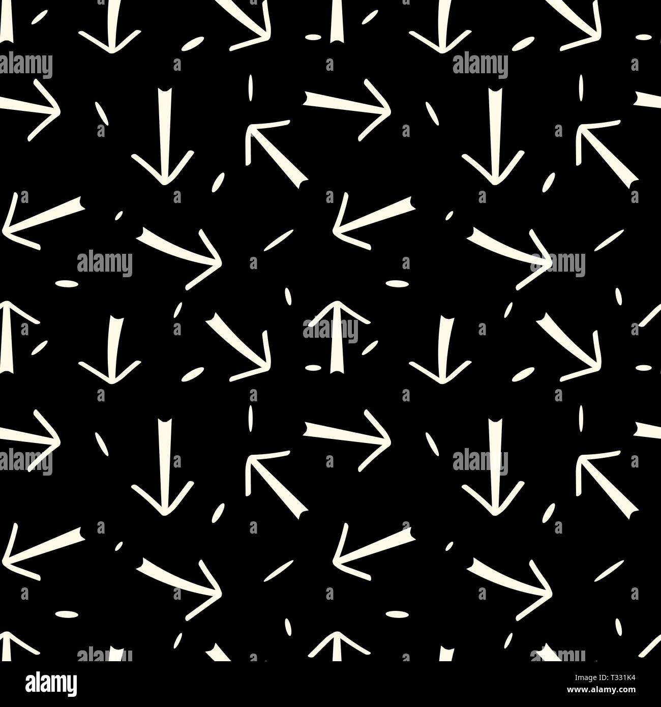 Hand drawn arrows seamless pattern on black background. Creative ...