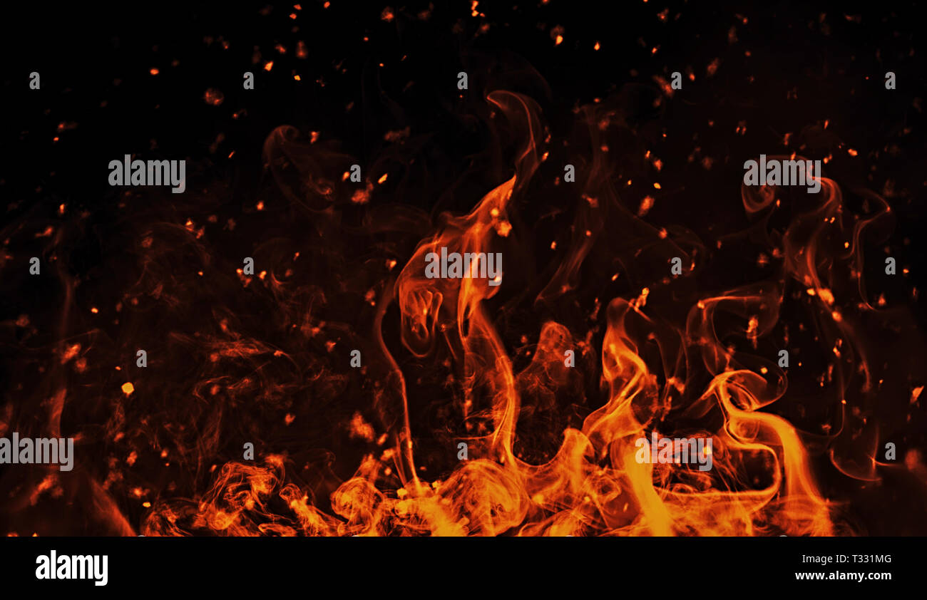 Perfect vintage texture with fire particles sparkle embers on ...