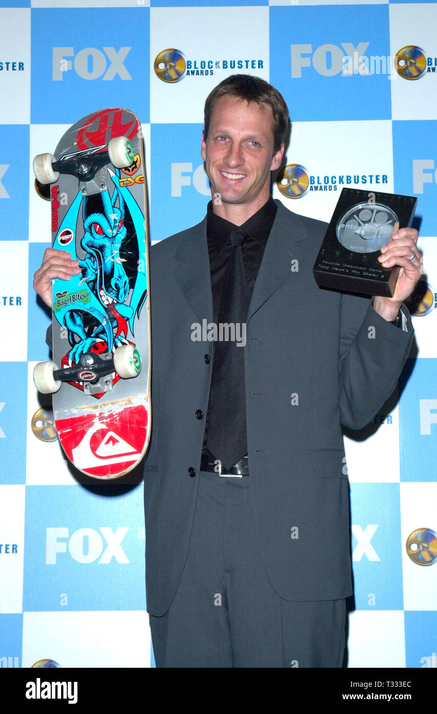 LOS ANGELES, CA. April 10, 2001: Scateboard champ TONY HAWK at the 2001 ...