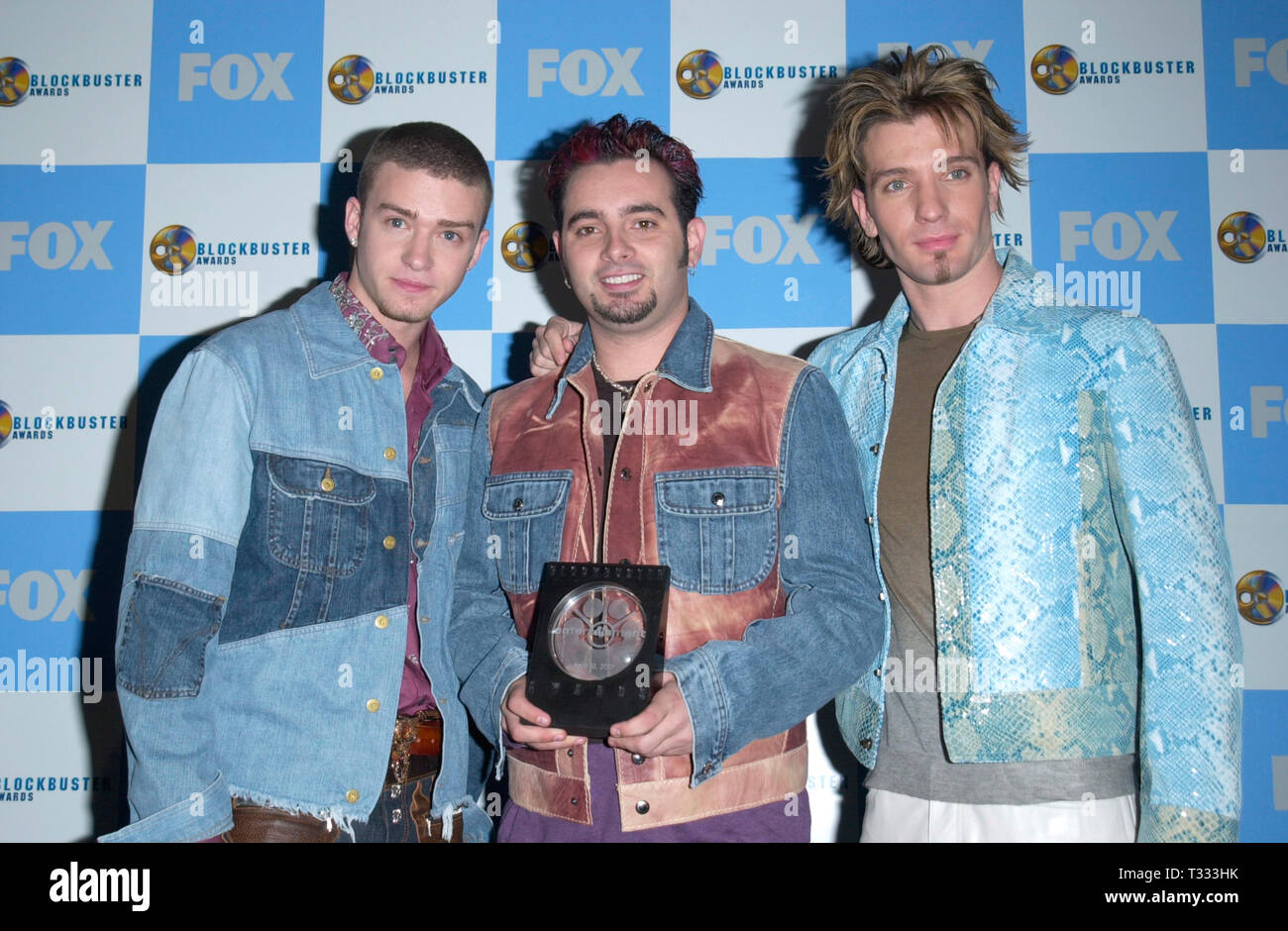 LOS ANGELES, CA. April 10, 2001: *NSYNC stars JUSTIN TIMBERLAKE, JC ...