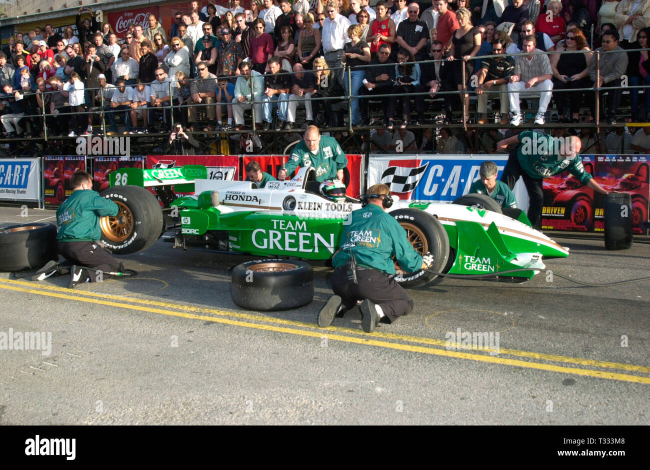 LOS ANGELES, CA. April 16, 2001: Pit stop demonstration on Hollywood ...