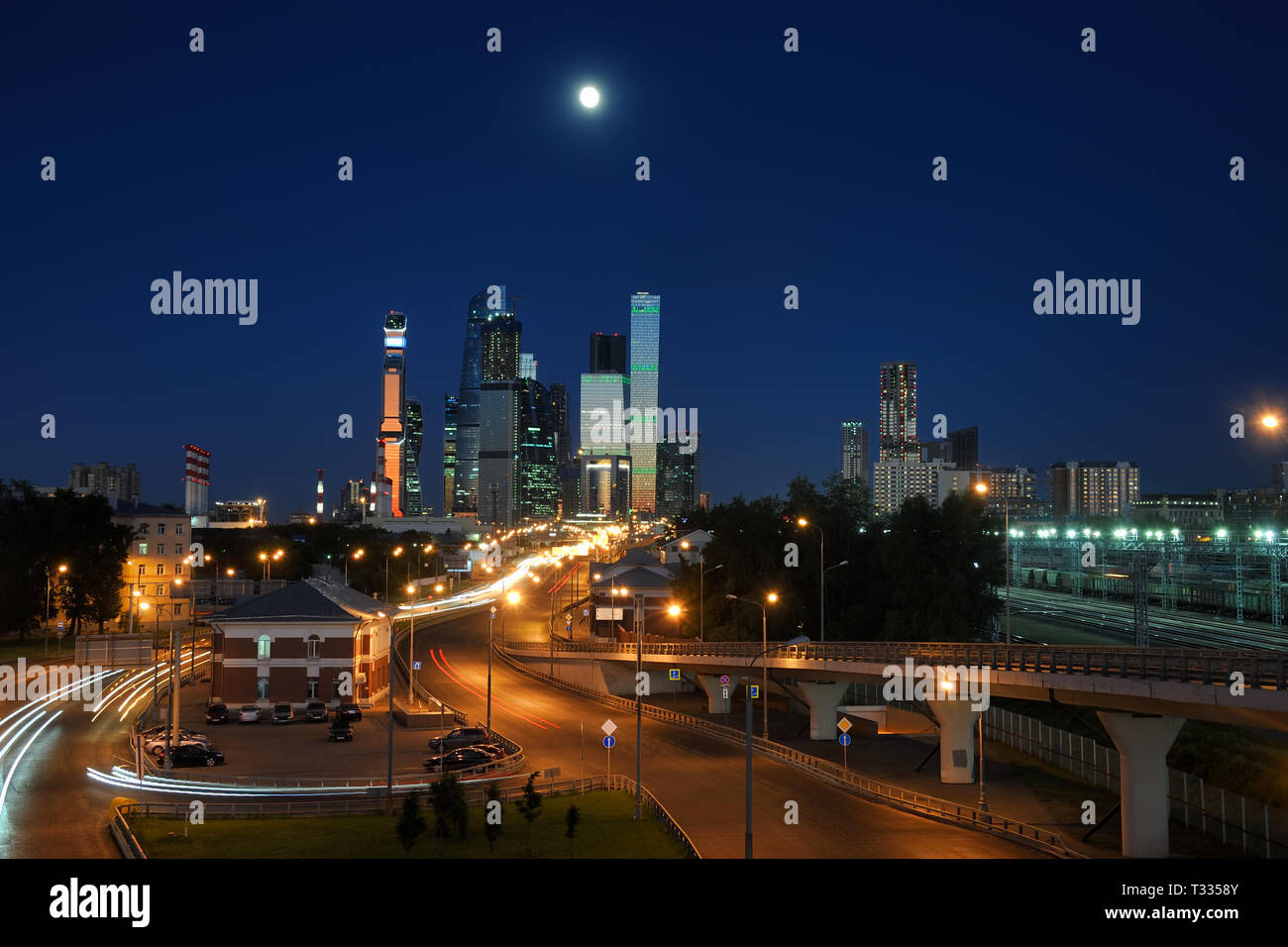 = Modern Skyscrapers of Moskva-City in Moonlight = The view from ...