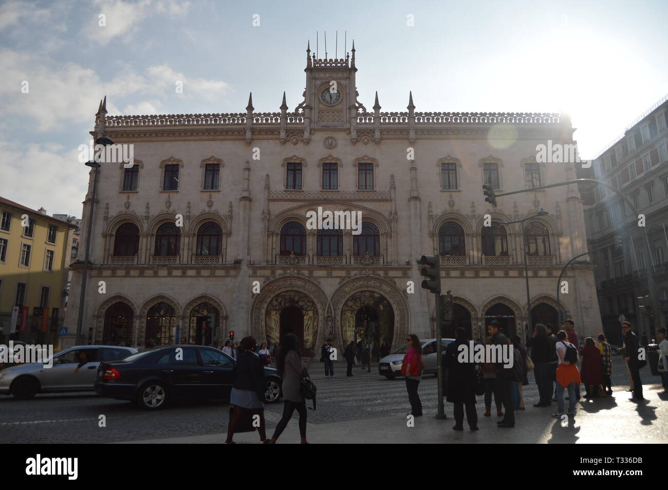 Main Facade Of Rossio Train Station Of The 19th Century And Manuelino ...