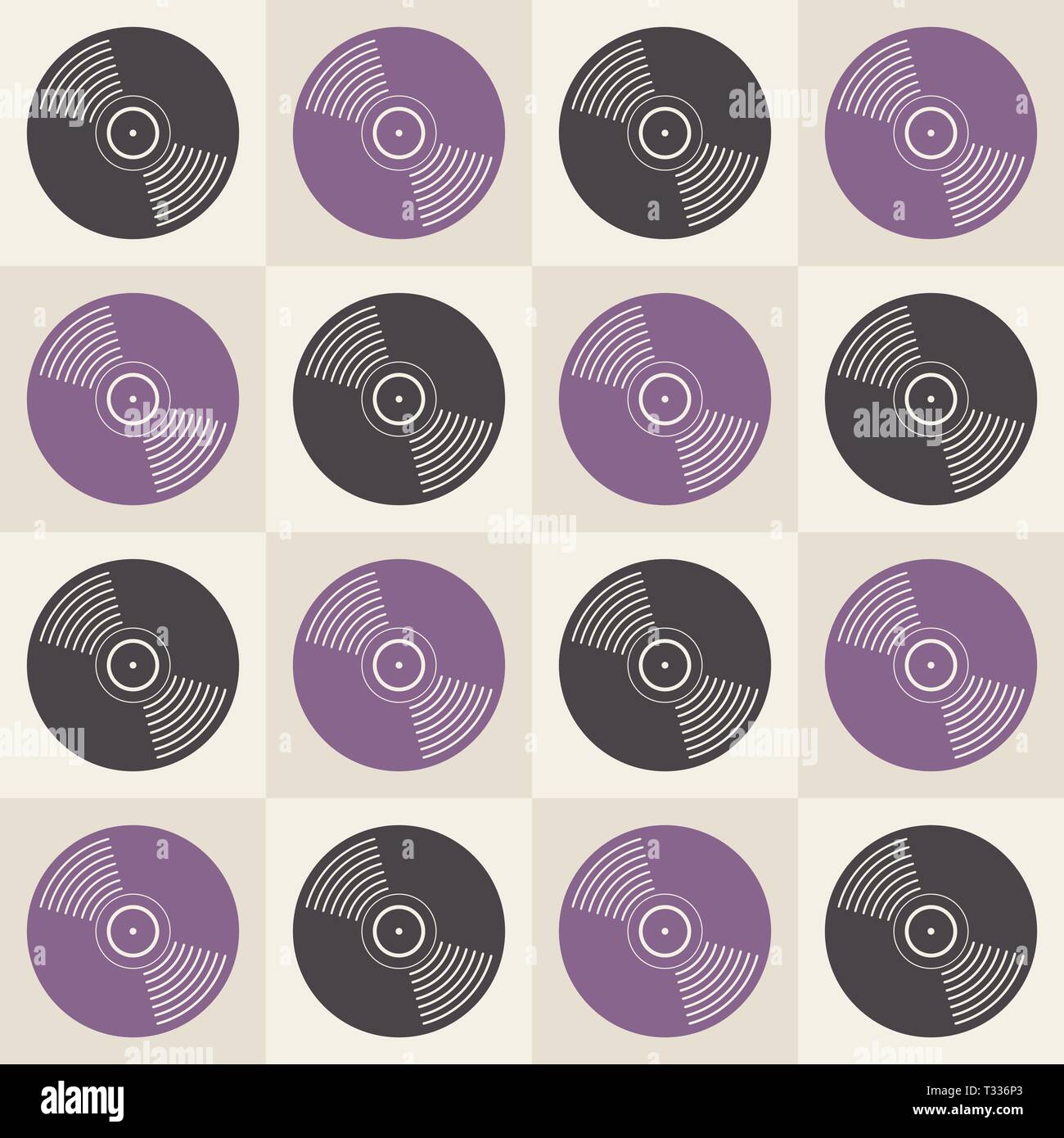Vinyl records seamless pattern. Music endless background. Creative ...
