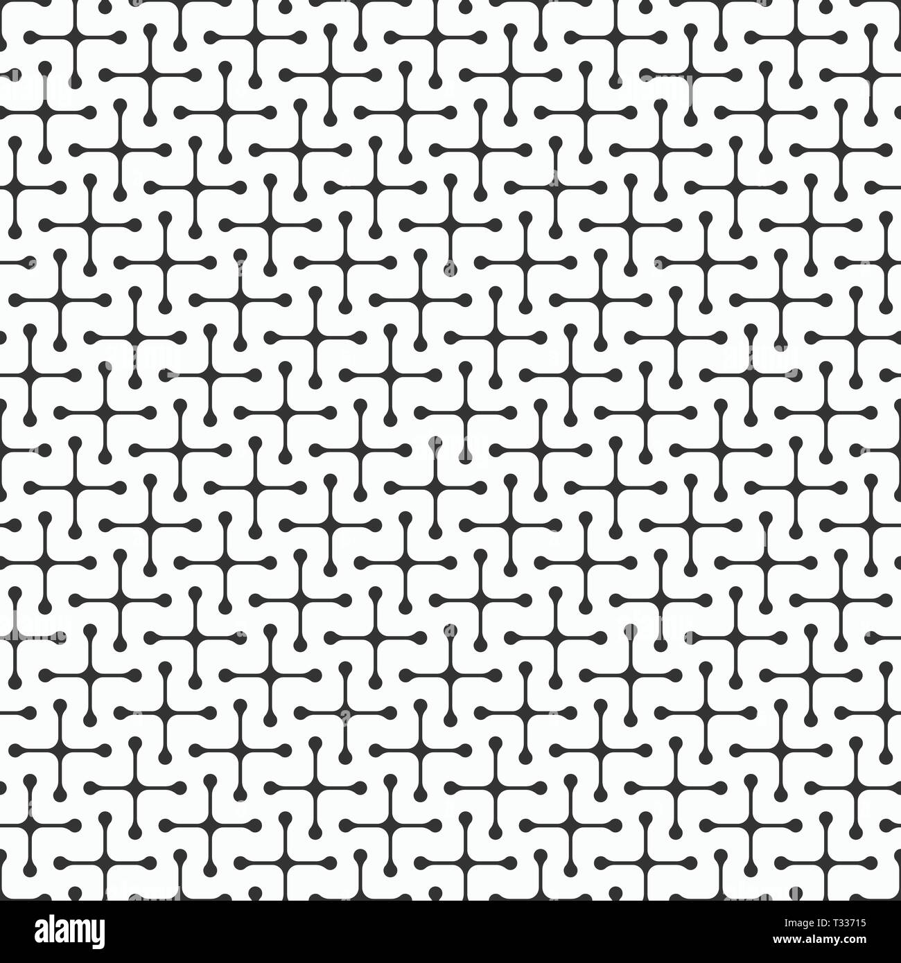 Abstract seamless pattern of symmetric geometric shapes, smooth crosses ...