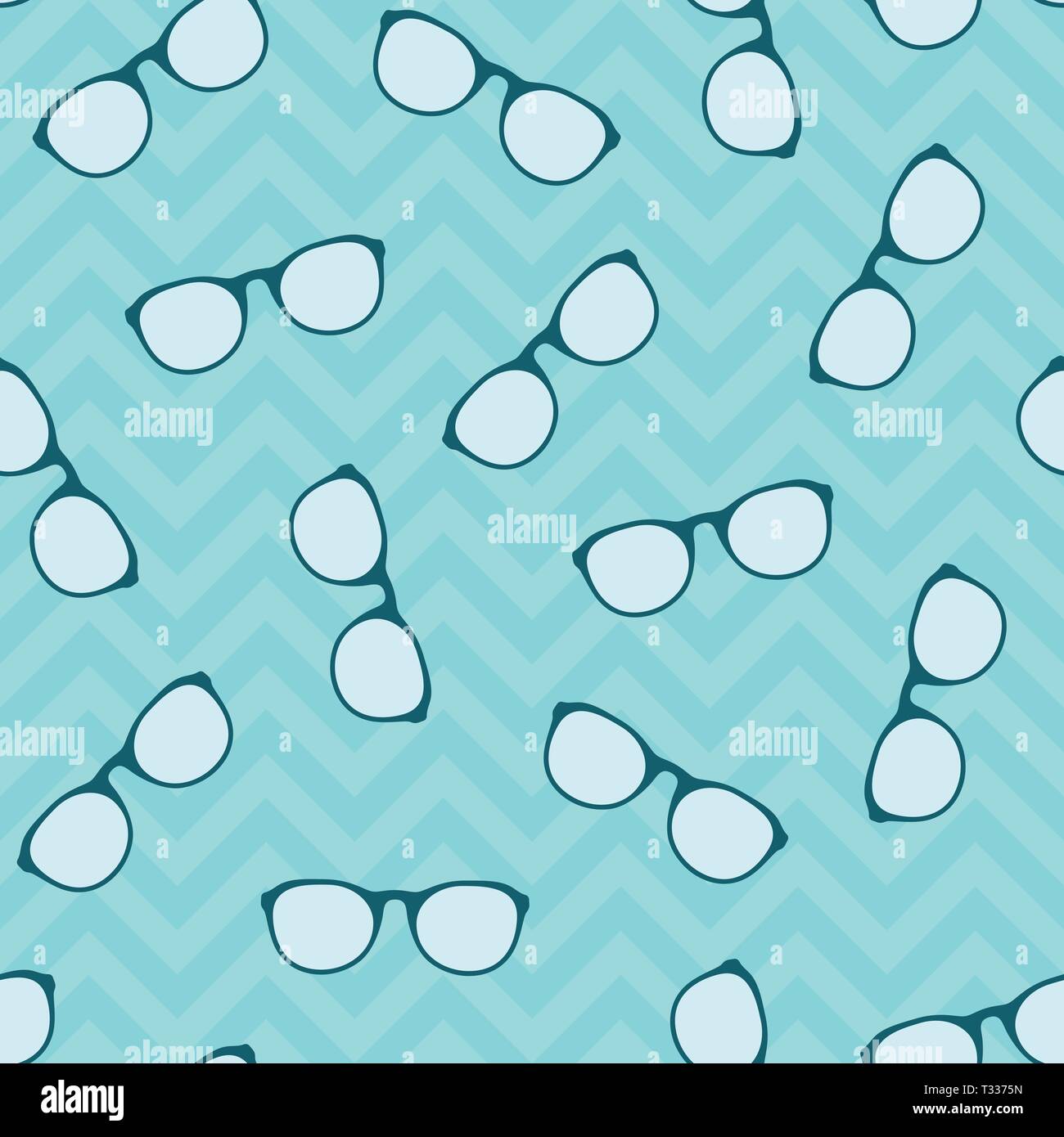 Glasses seamless pattern. Retro style. Cartoon flat style.Vector color ...