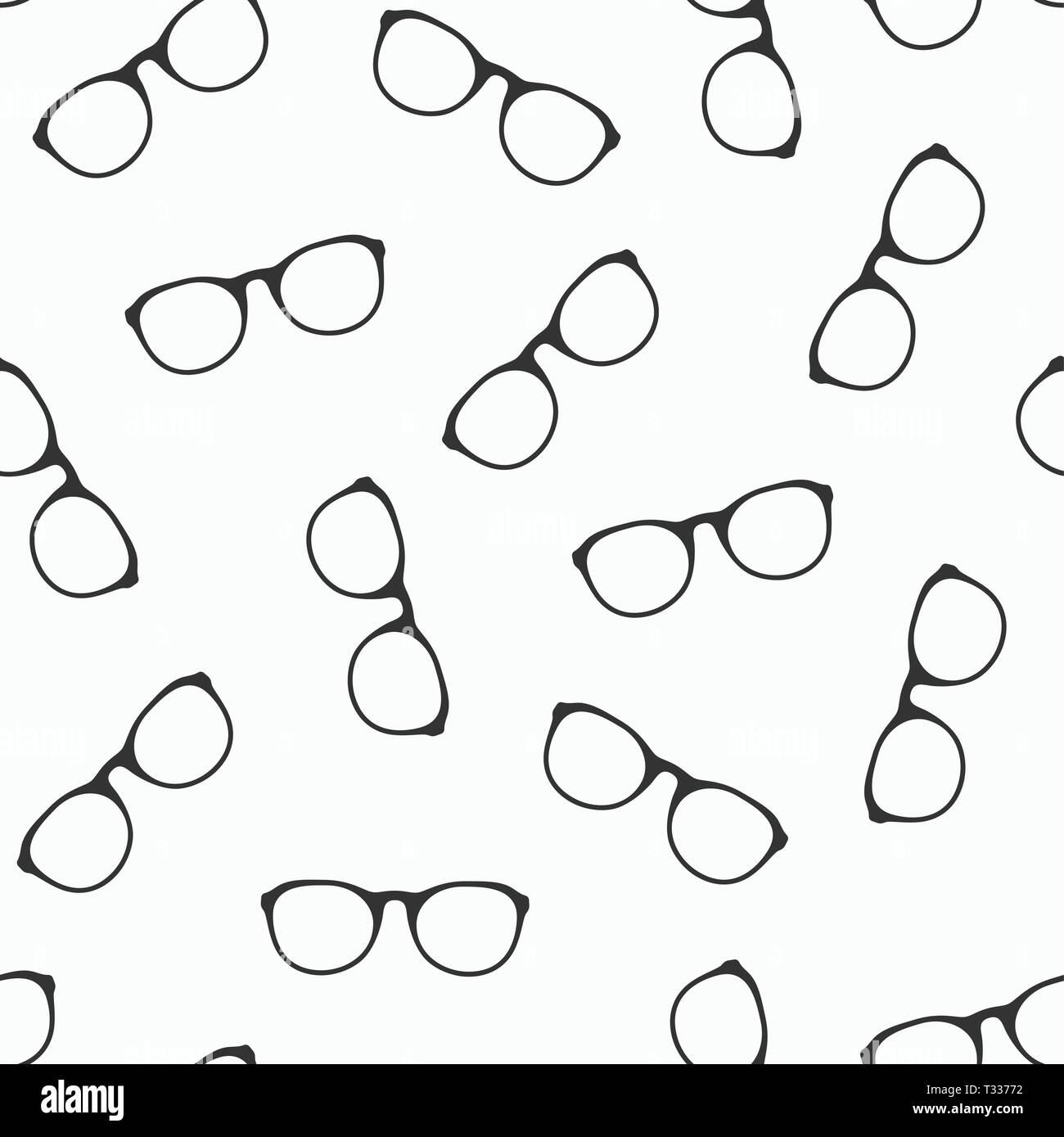 Glasses seamless pattern. Retro style. Cartoon flat style.Vector ...