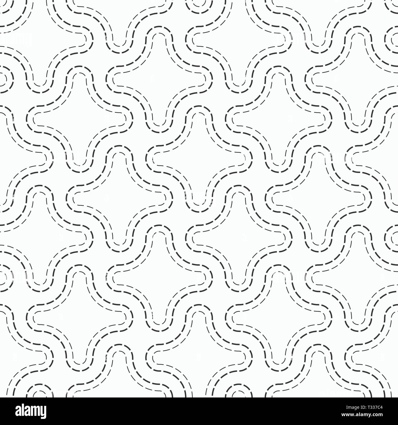 Abstract seamless pattern of dotted smooth geometrical shapes. Modern ...