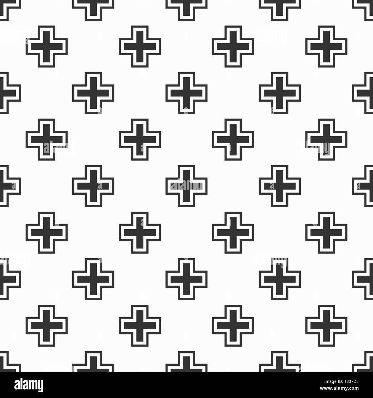 Abstract seamless pattern of crosses or plus signs. Crosses ornament ...