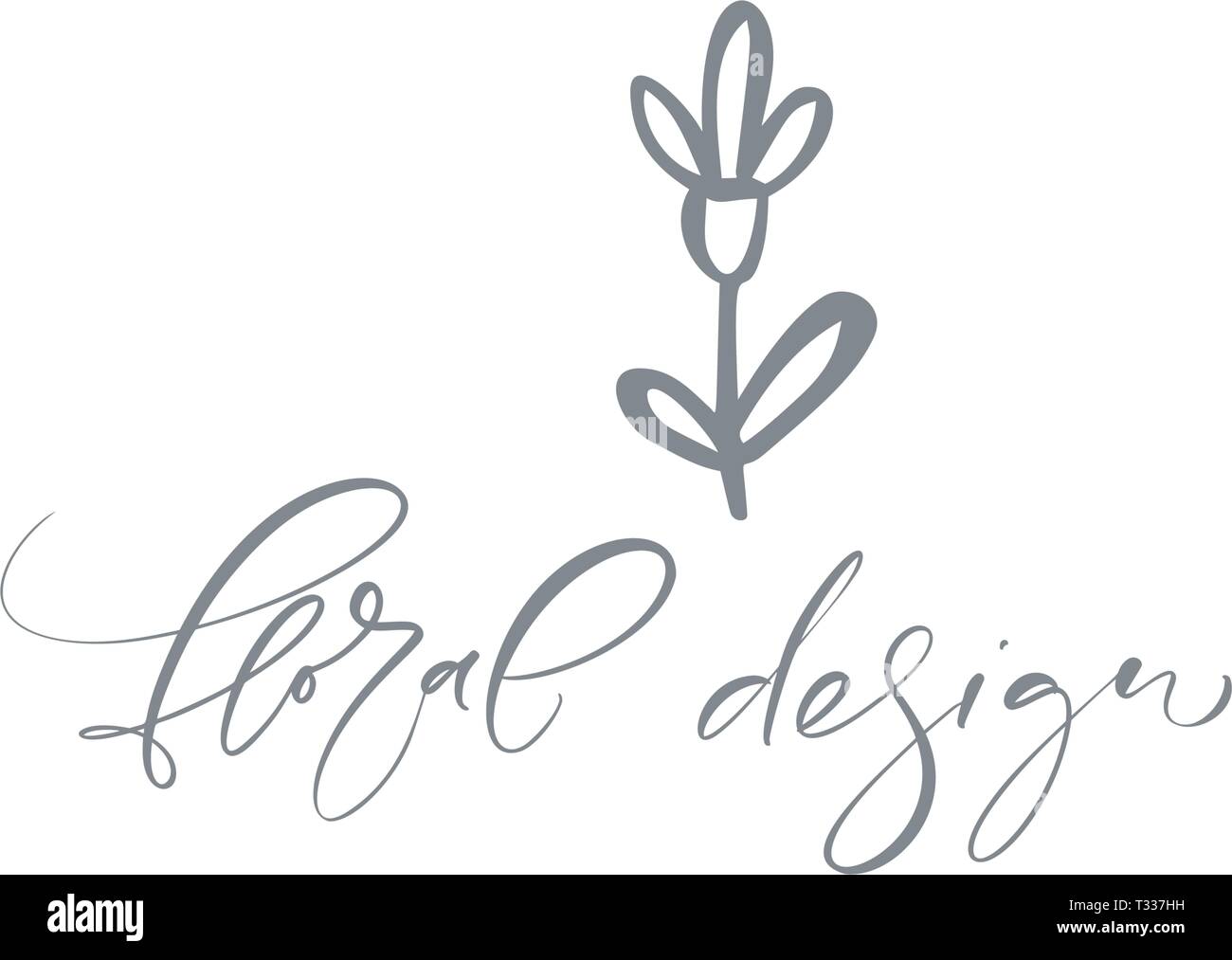 Floral Design text. Vector trendy scandinavian floral hand drawn beauty ...