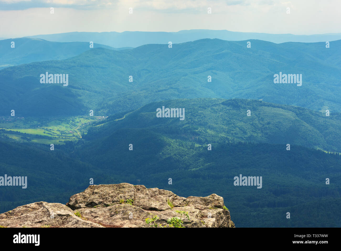 beautiful summer mountain landscape. stunning view from the edge of a ...