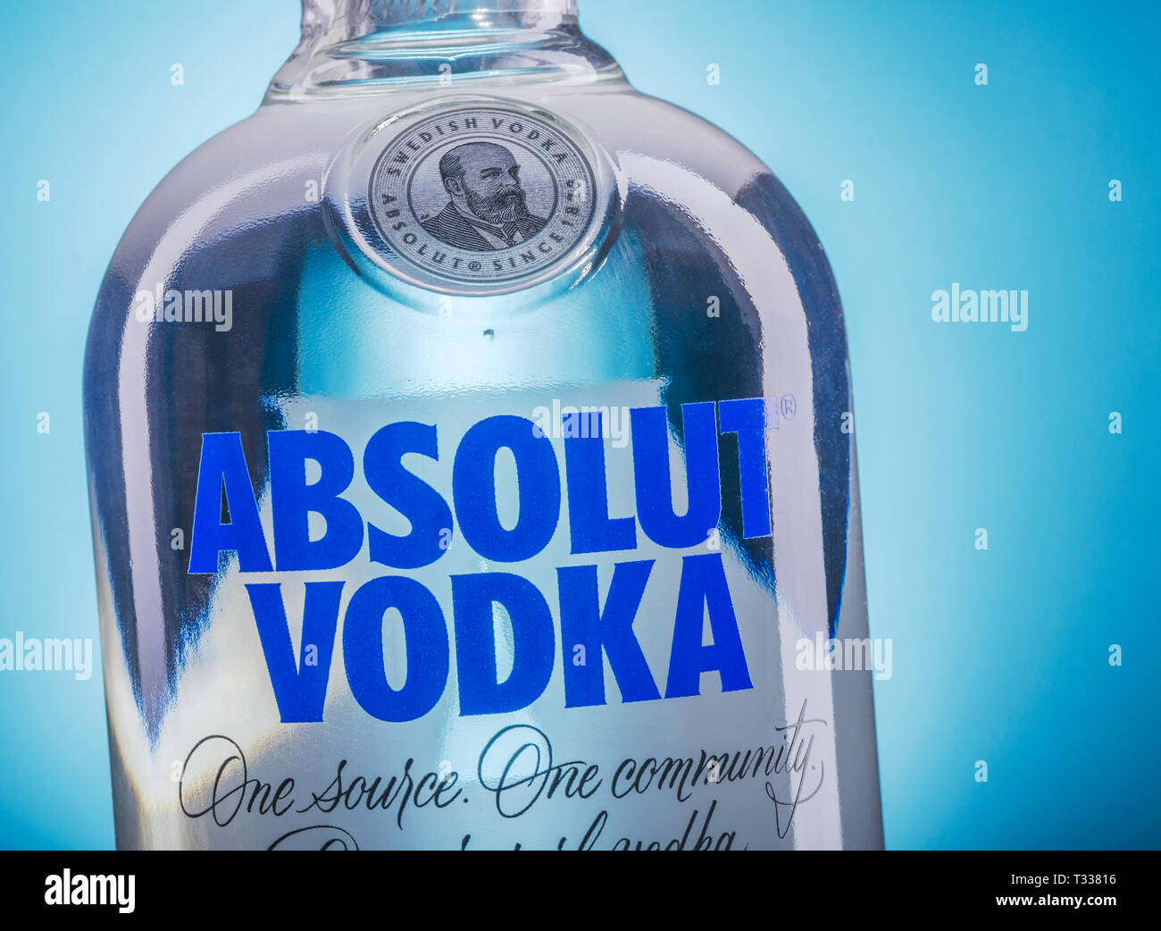 Bottle of pure Absolut vodka Stock Photo - Alamy