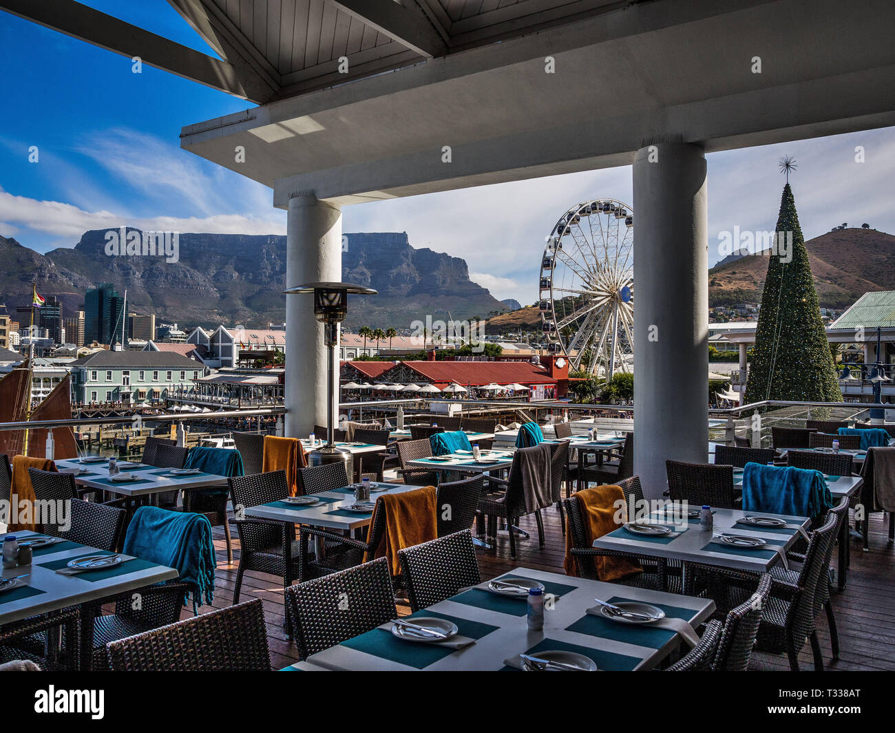 The dining tables and tabel mountain Stock Photo - Alamy