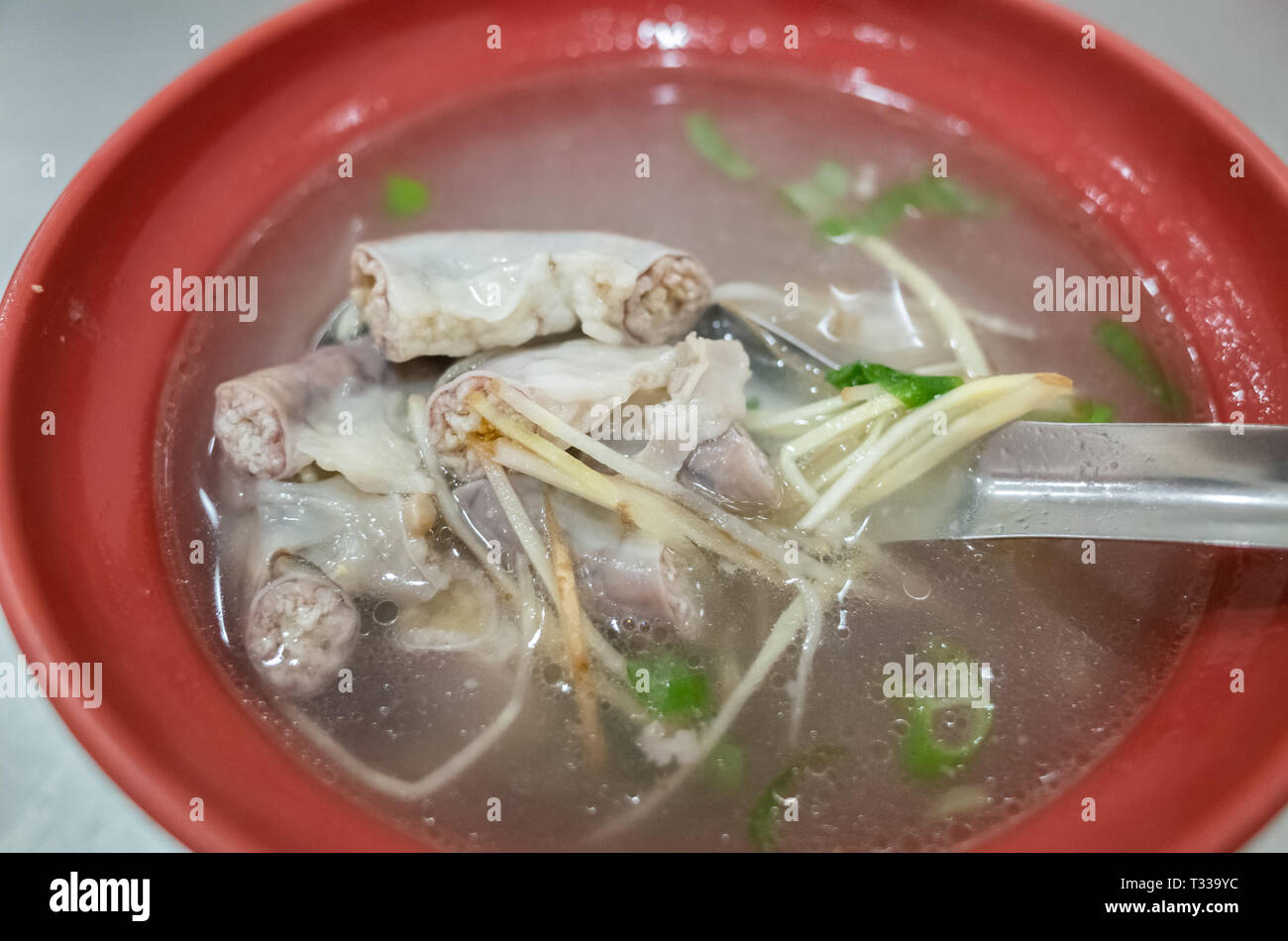 Taiwanese snacks of Chinese chitterlings soup on table Stock Photo - Alamy