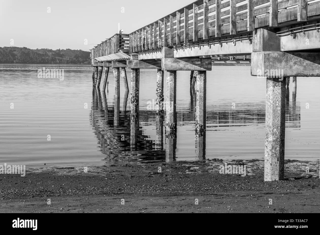 A view of a pier on the Puget Sound in Dash Point, Washington Stock ...