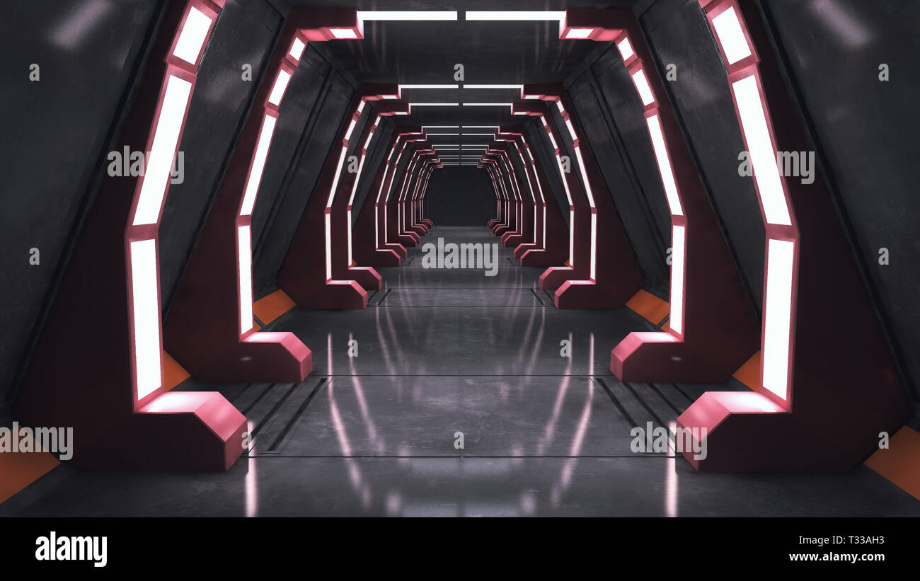 3d render. Futuristic interior concept architecture Stock Photo - Alamy