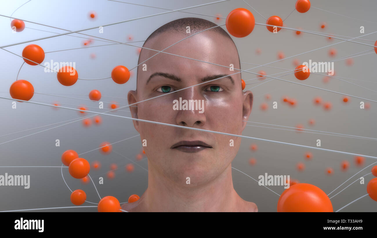 3d render. Head Human shattered portrait Stock Photo - Alamy