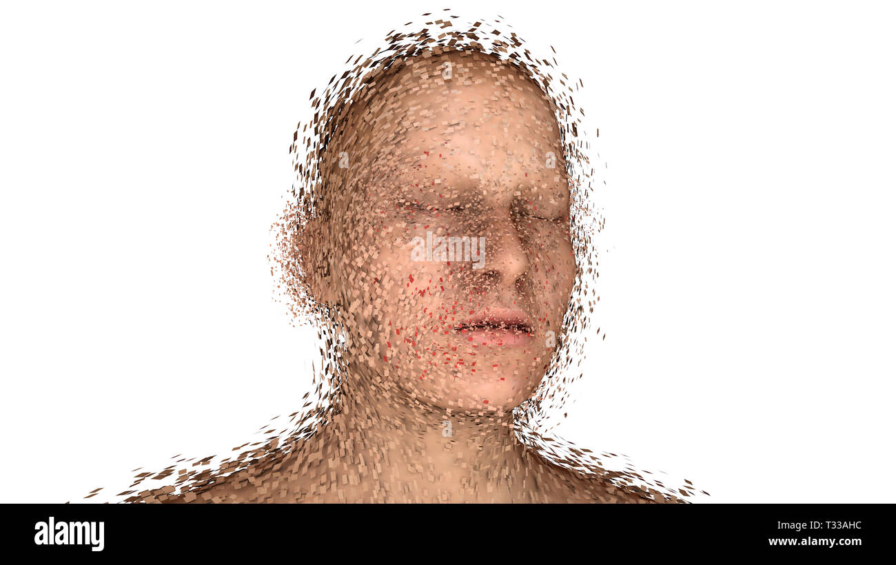 3d render. Head Human shattered portrait Stock Photo - Alamy
