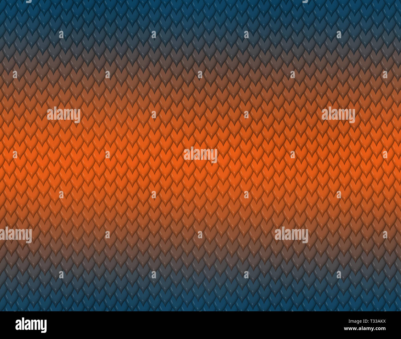 Blue and orange gradient snake skin seamless pattern, heart shape scale ...