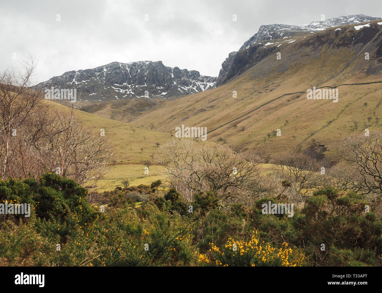 Looking up Lingmell Gill towards Symonds Knott and Scafell Pike ...
