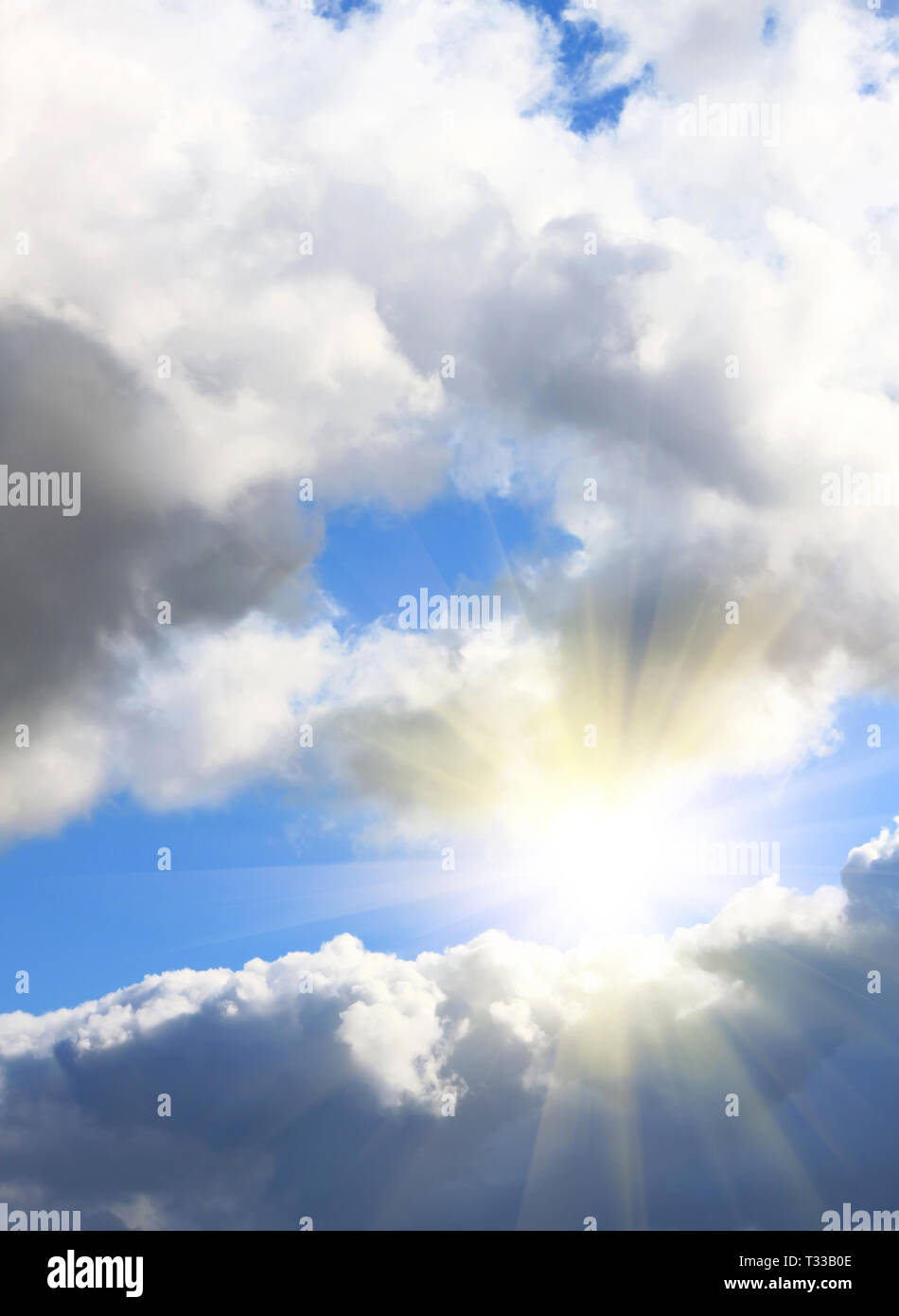 sky background with clouds and sunlight Stock Photo - Alamy