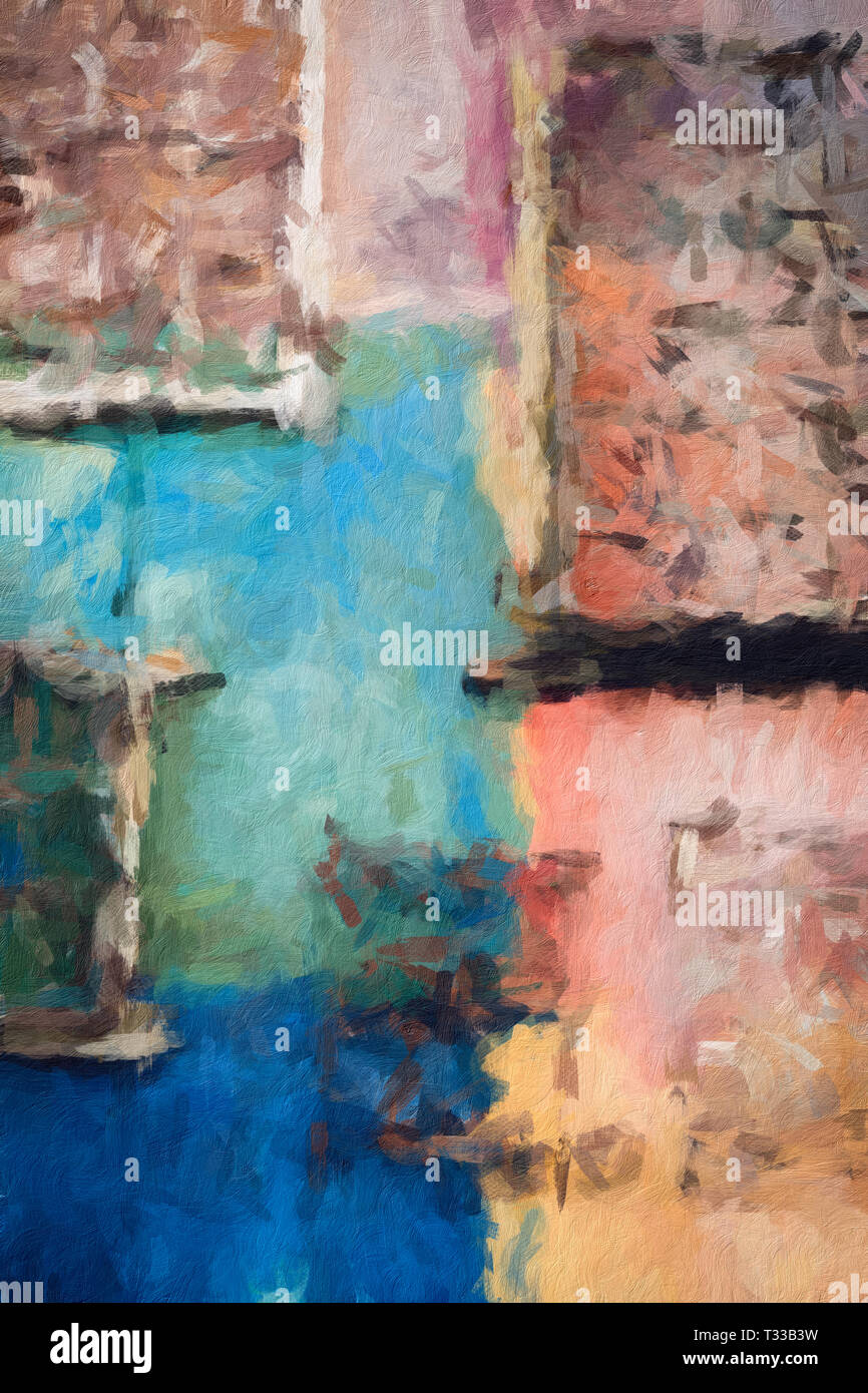 Abstract digital oil painting on canvas full of texture and bright ...