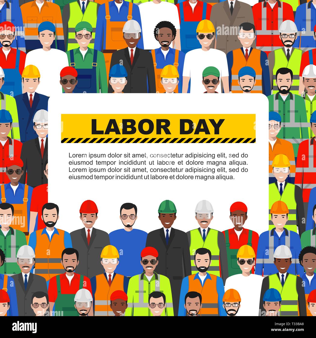 Labor day. Group of worker, builder and engineer standing together on ...