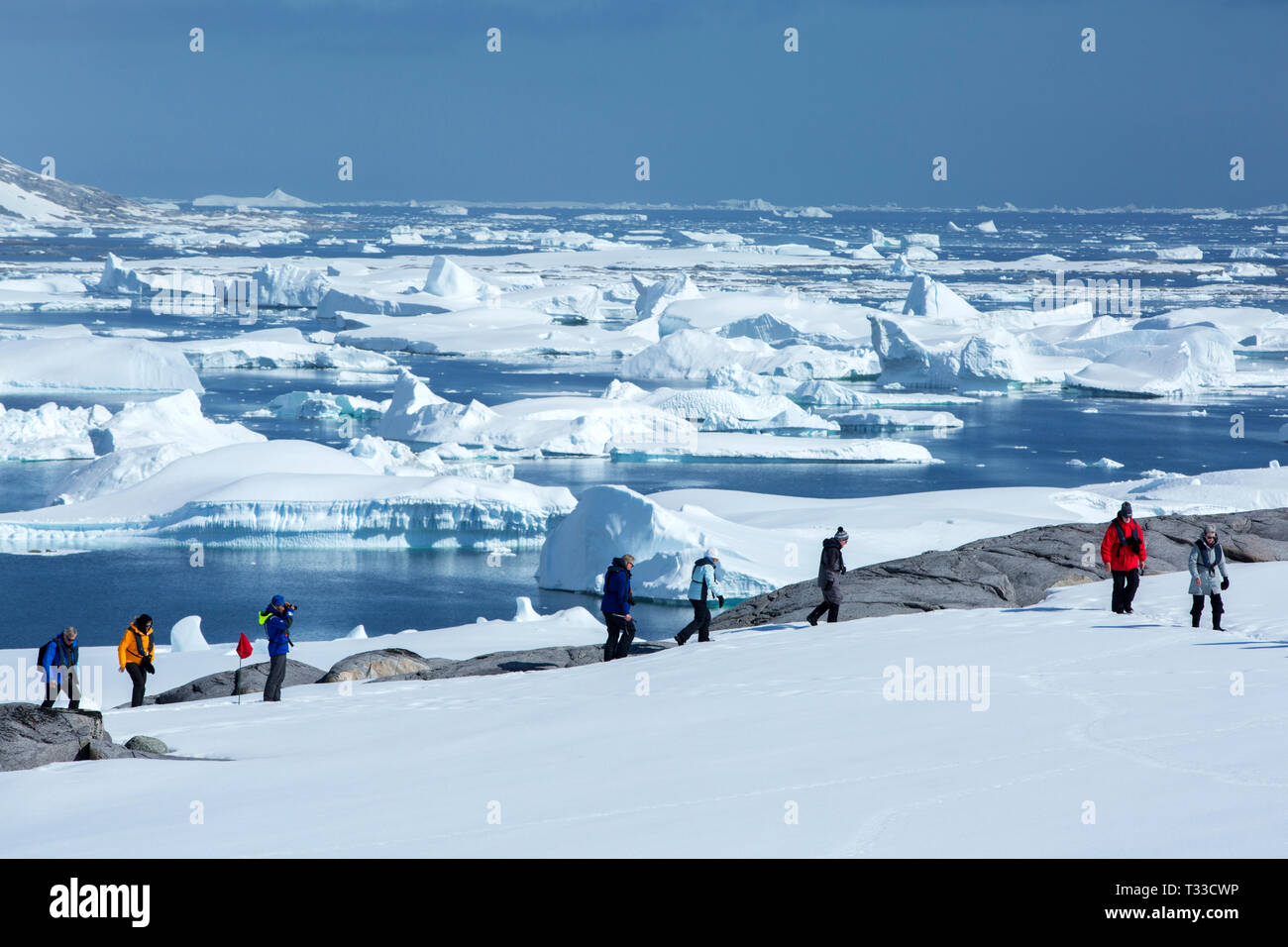 Port Charcot, Wilhelm Archipelago, Antarctic Peninsular with a tourists ...