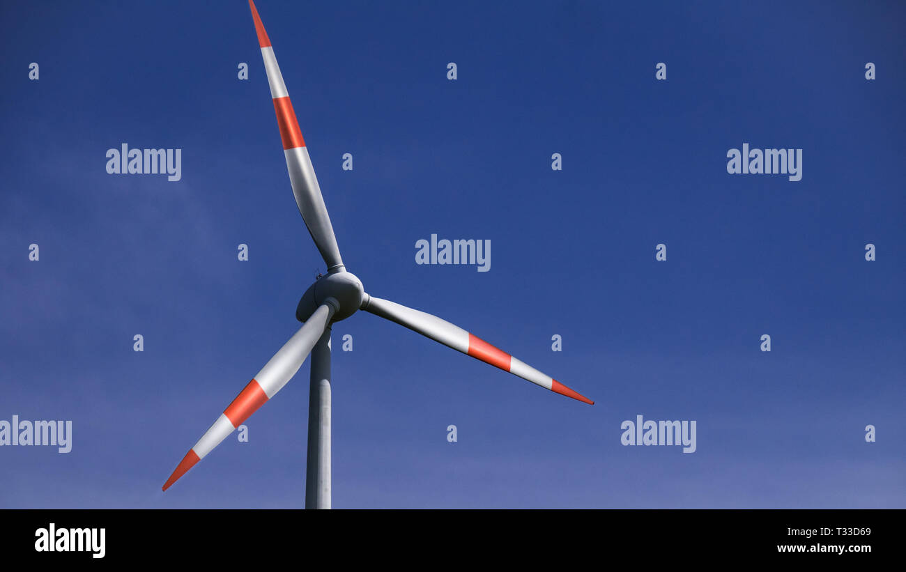 Windmill close up with blue sky Stock Photo - Alamy