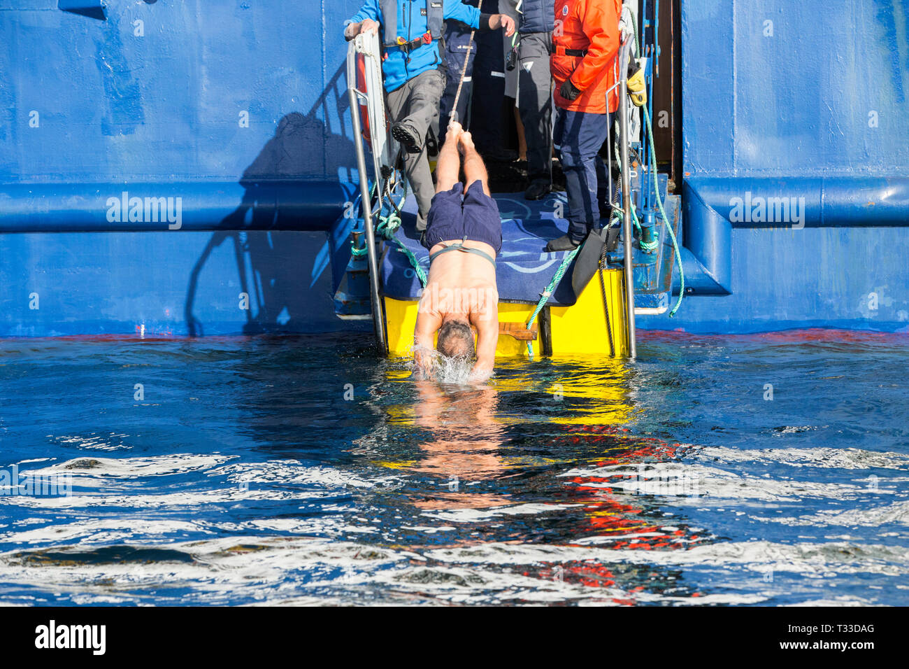 Passengers on an Antarctic cruise ship at Port Charcot, Antarctic ...