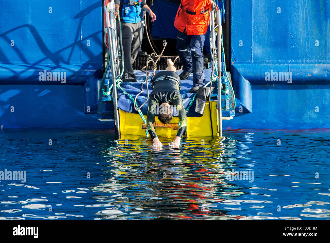 Passengers on an Antarctic cruise ship at Port Charcot, Antarctic ...