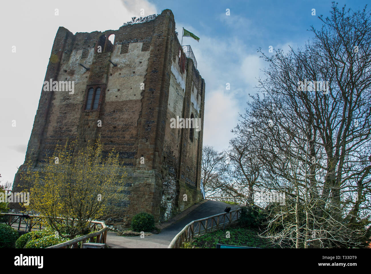 medieval castle on top of a hill in Guildford Surrey. Seen here on a ...