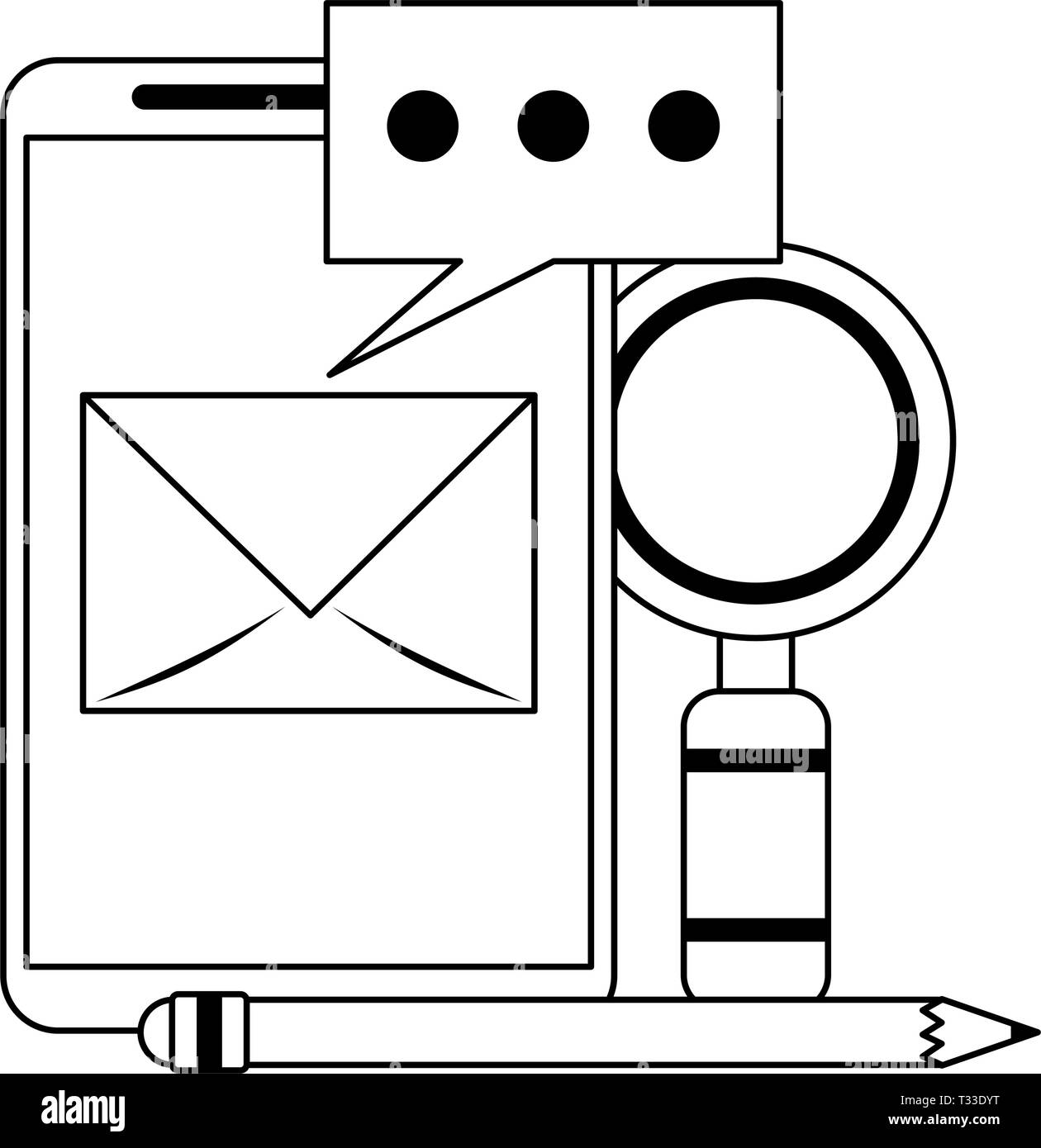 Business communication technology in black and white Stock Vector Image ...