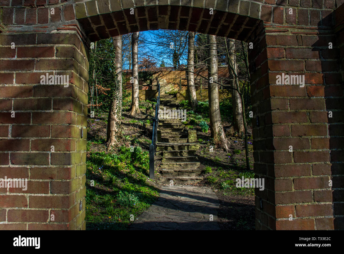 Old brick gate, forest park entrance Beautiful and classic Stock Photo ...