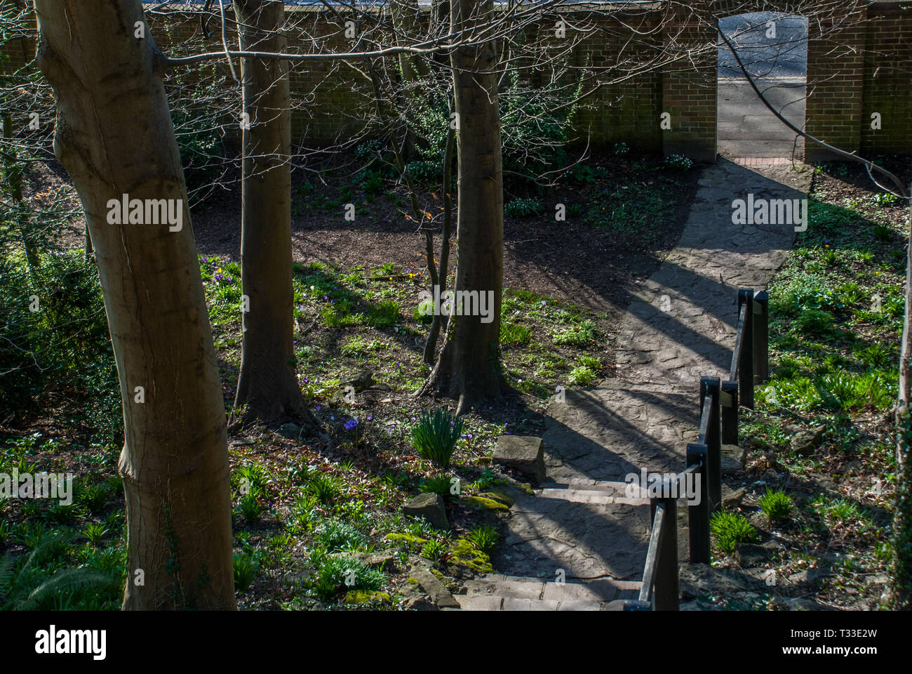 Old brick gate, forest park entrance Beautiful and classic Stock Photo ...
