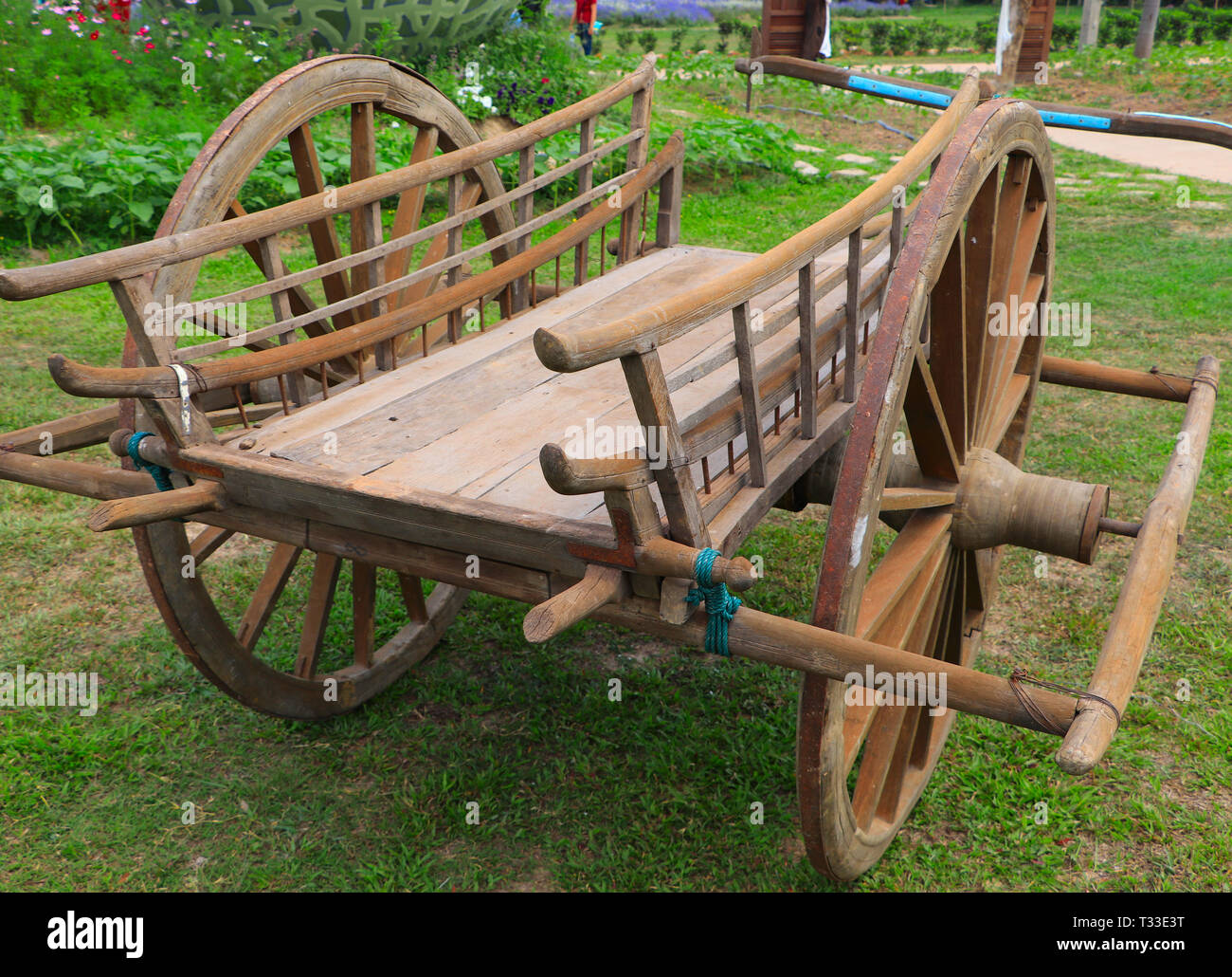 Wooden vintage ox carts (oxcart) display at cultural park - Natural and ...