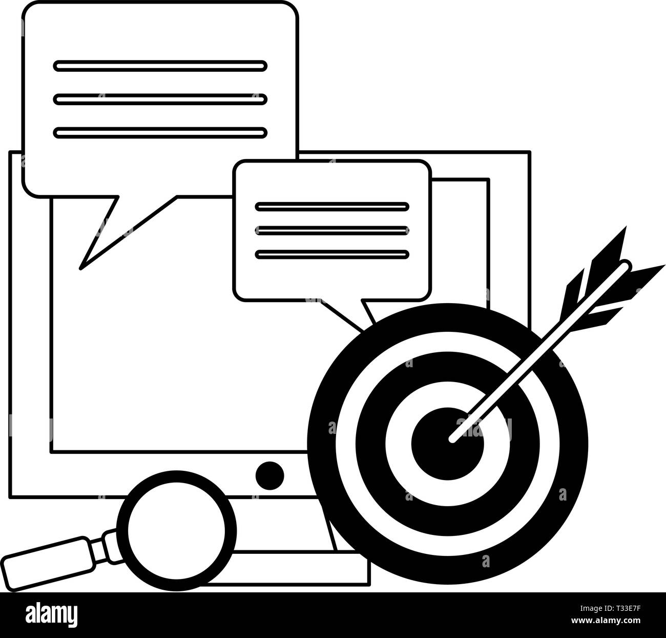 Business communication technology in black and white Stock Vector Image ...