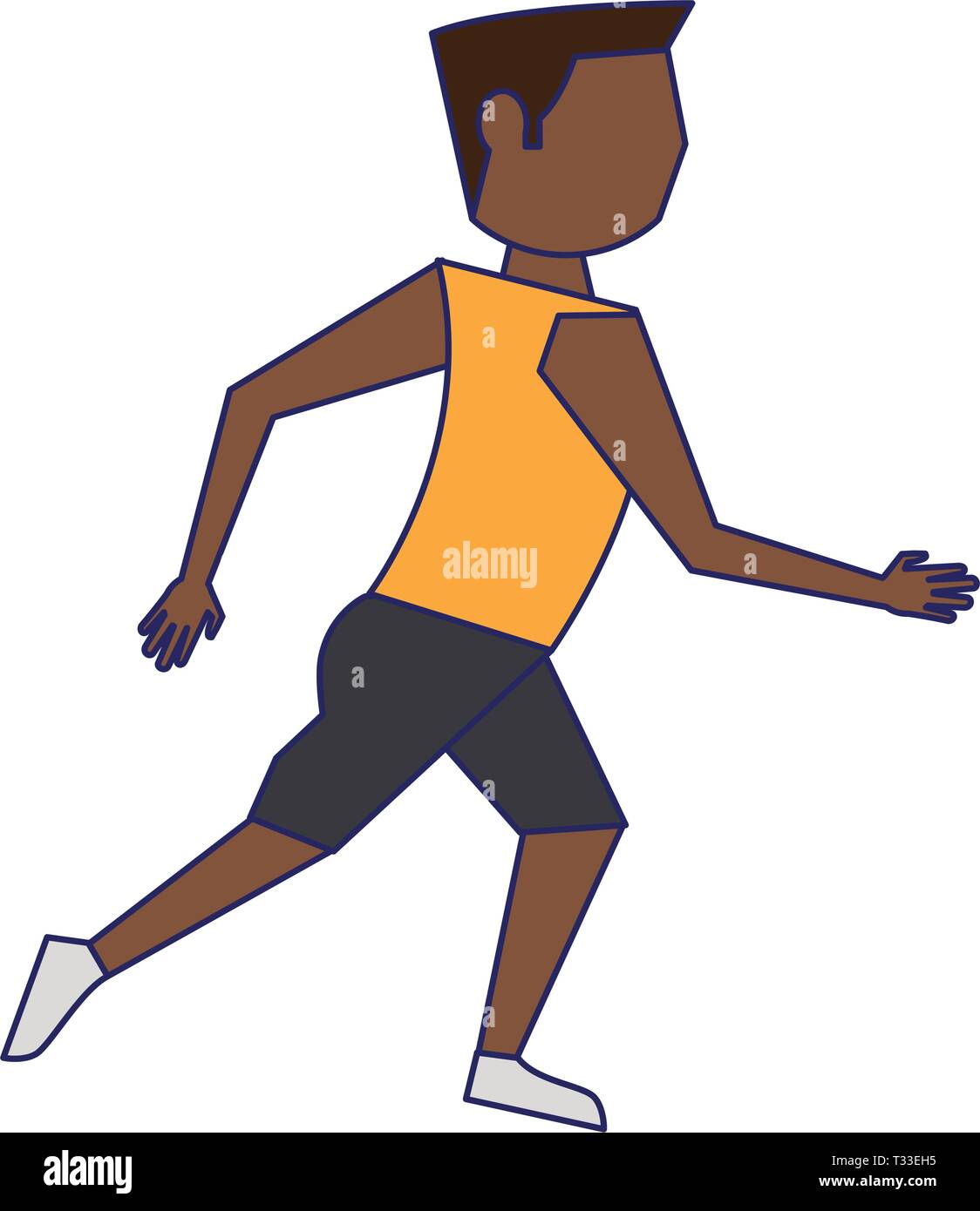 fitness man running avatar cartoon blue lines Stock Vector Image & Art ...