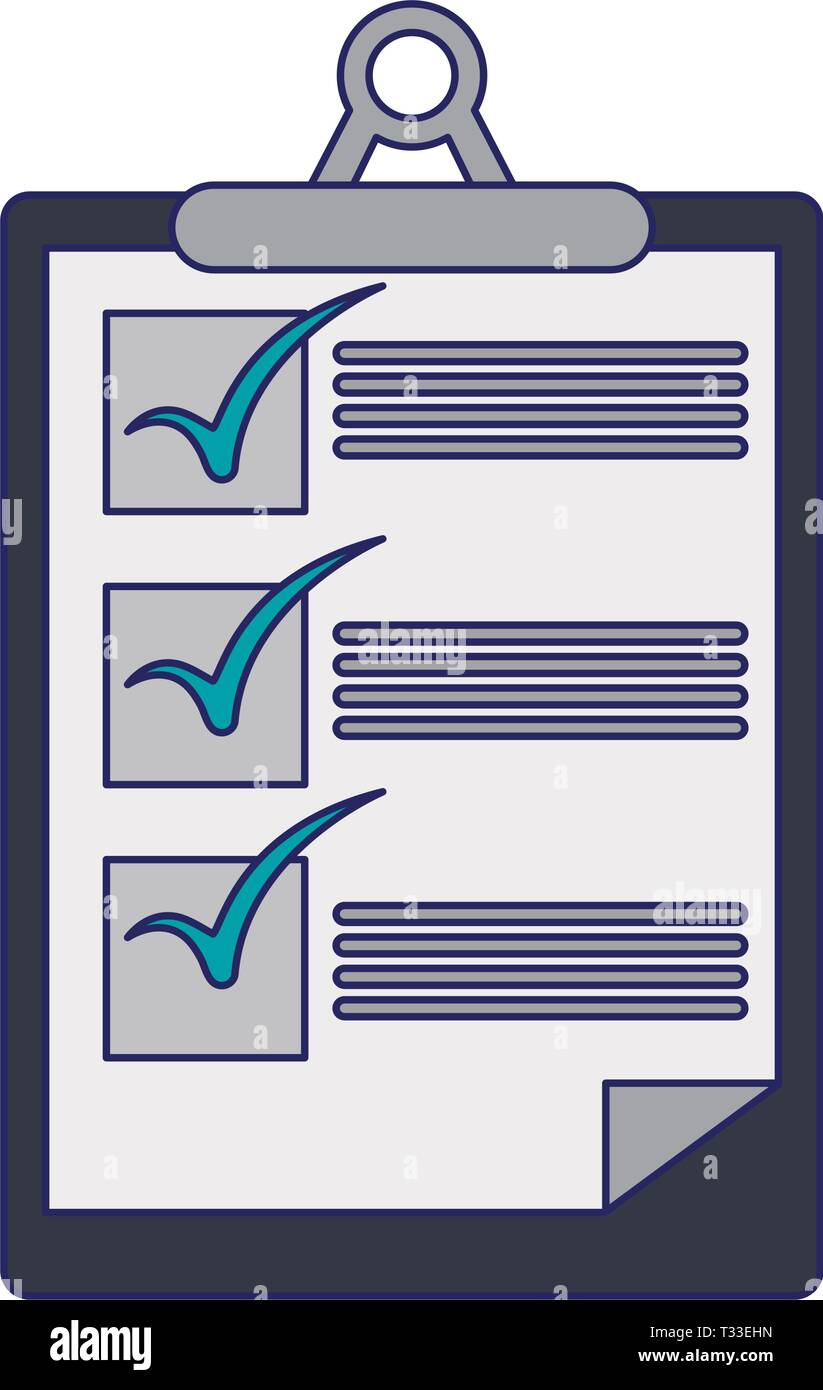 clipboard checklist document symbol blue lines Stock Vector Image & Art ...