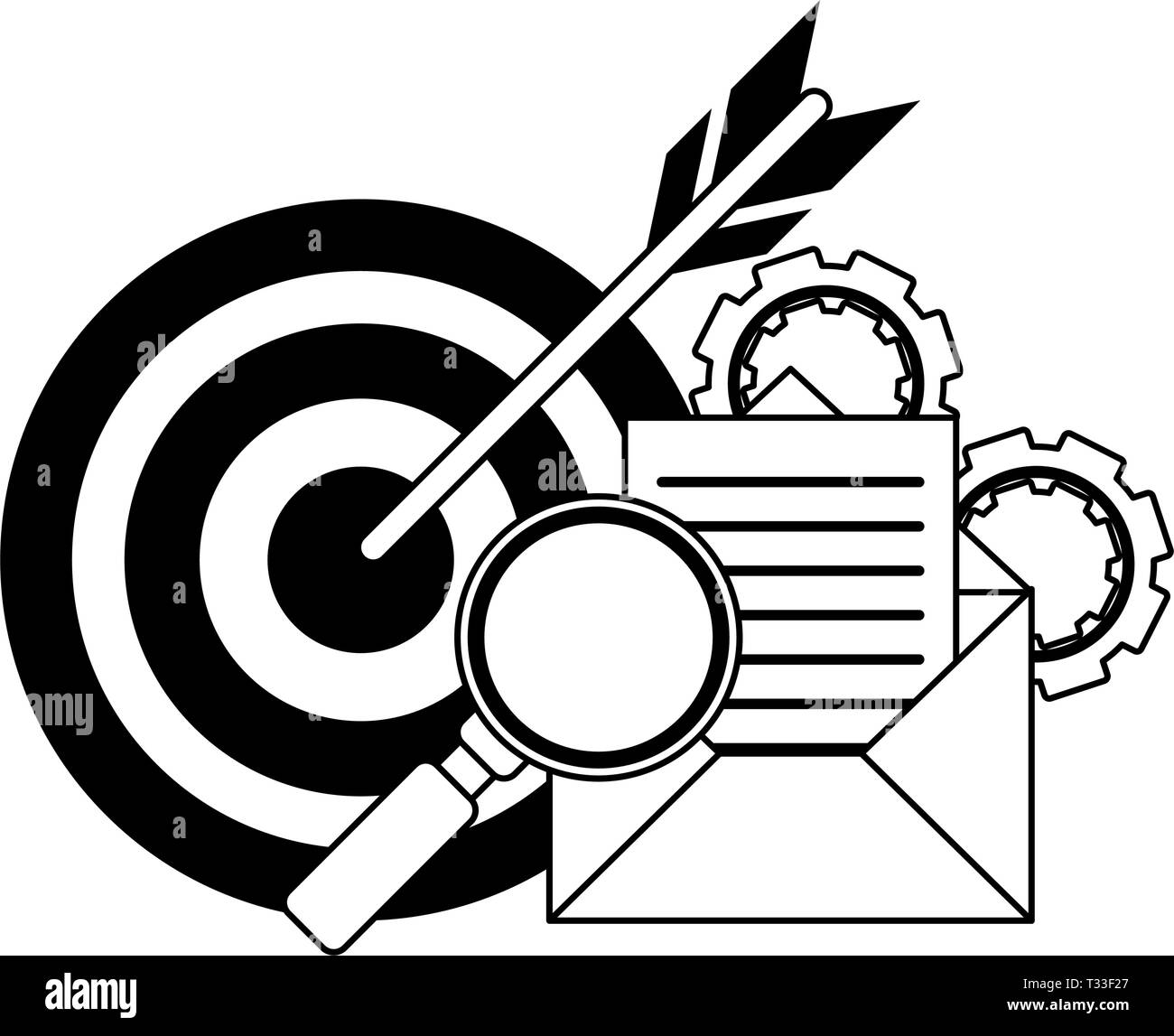Business communication technology in black and white Stock Vector Image ...