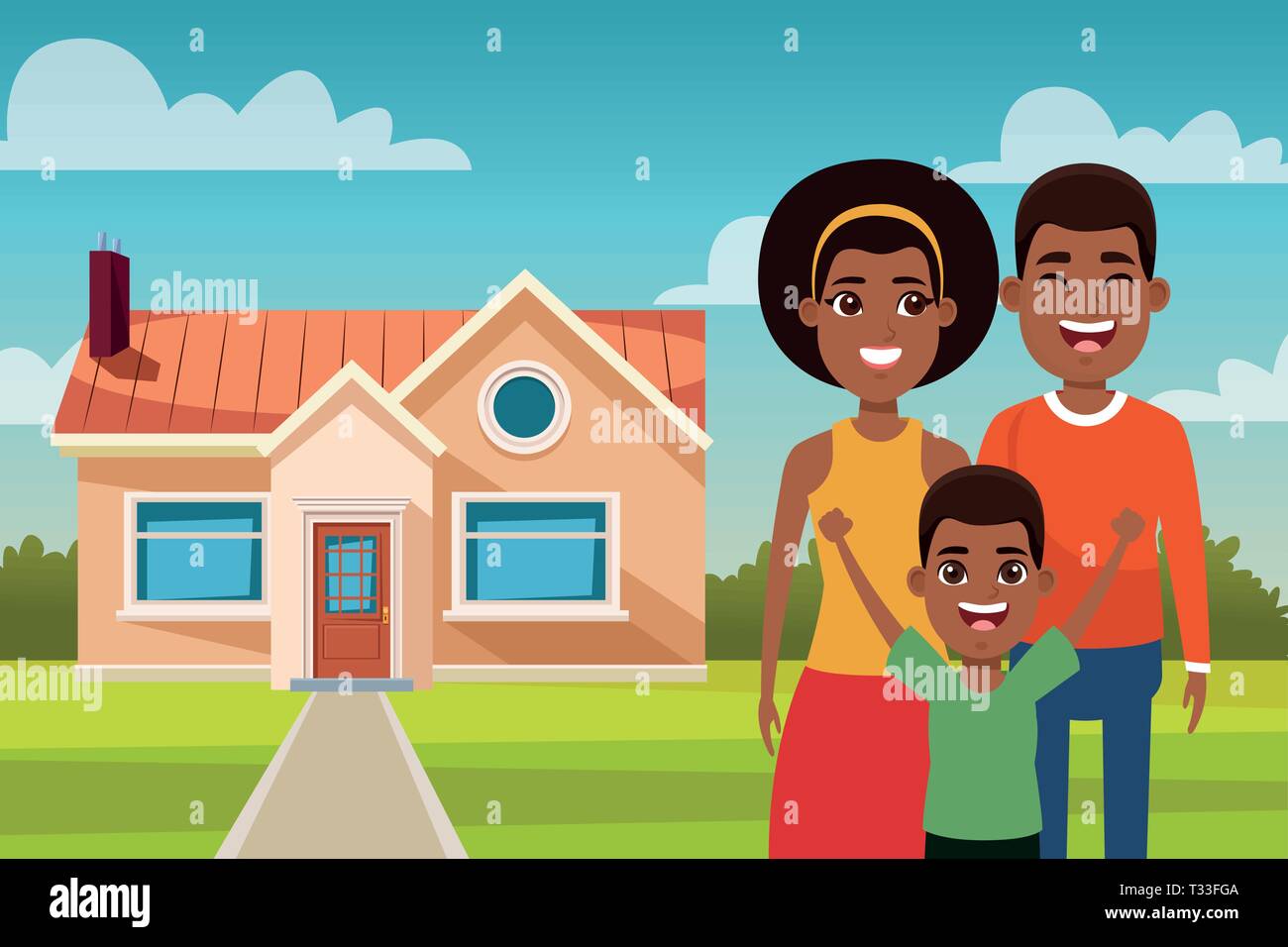 Family outdoors from home cartoon Stock Vector Image & Art - Alamy